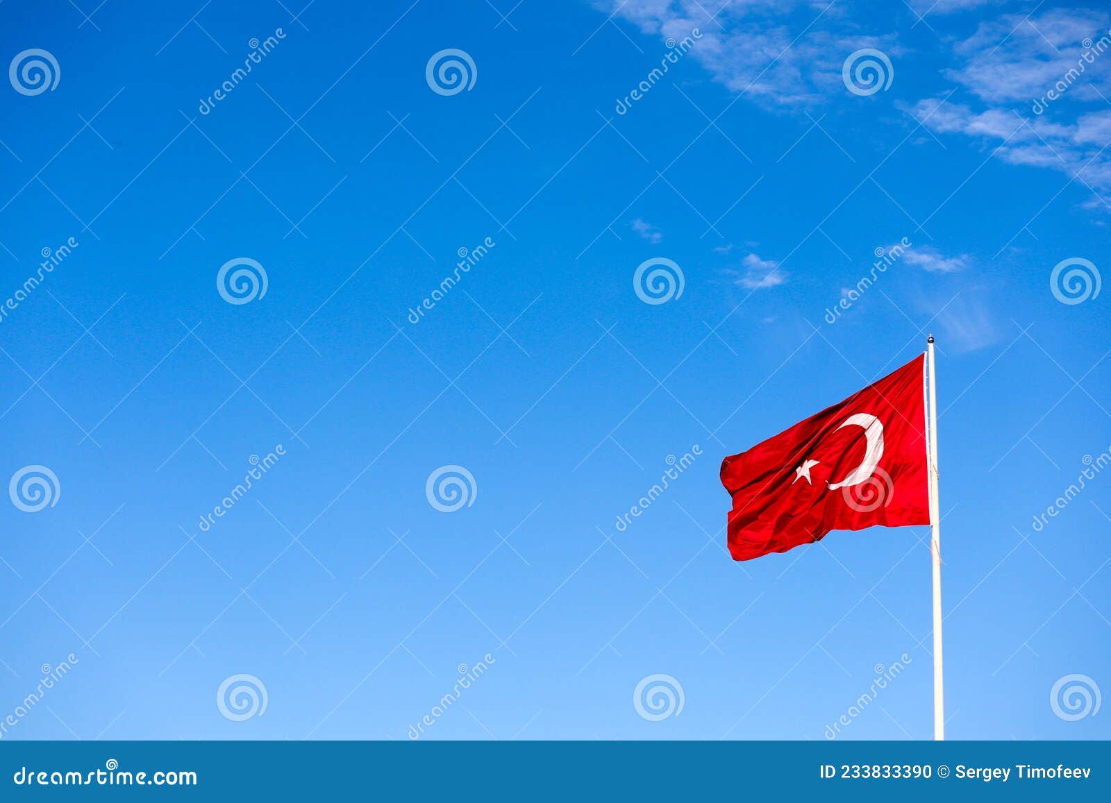 Beautiful Turkish Red Flag on the Blue Sky Background Stock Photo ...