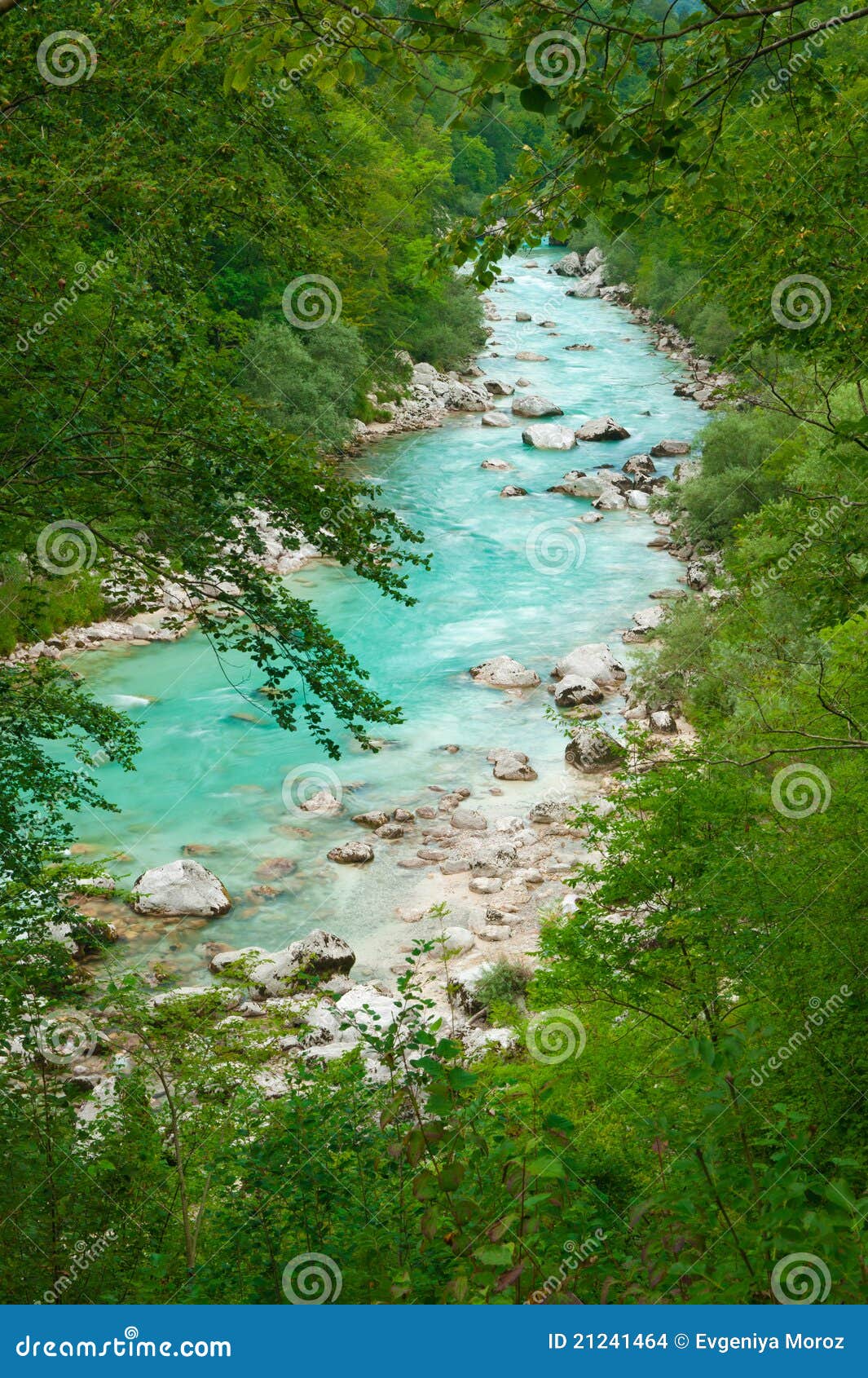 Beautiful Turquoise Mountain River Soca Stock Photo - Image of ...