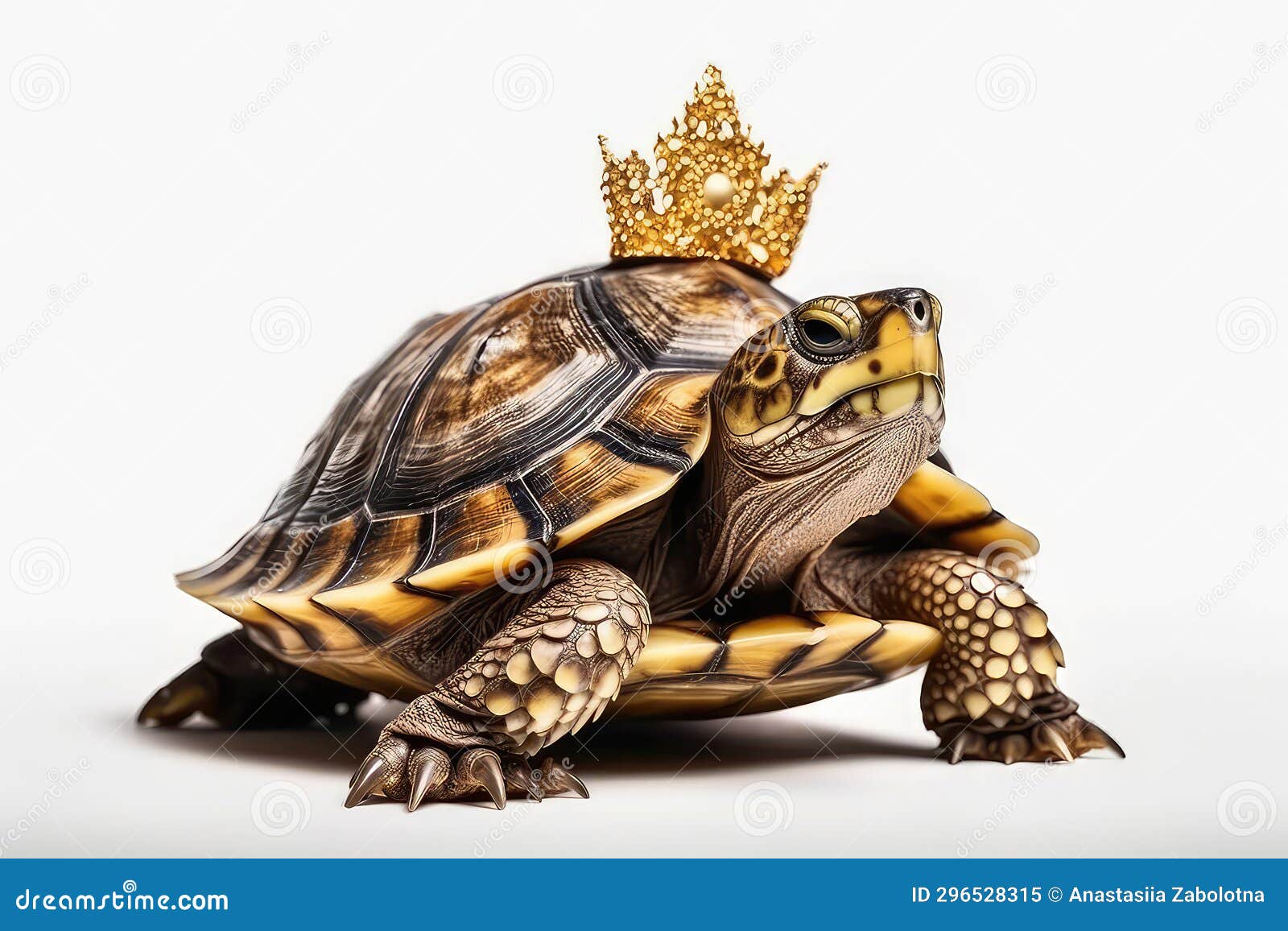 Beautiful Turtle in Gold Crown on White Background. Generative AI Stock ...