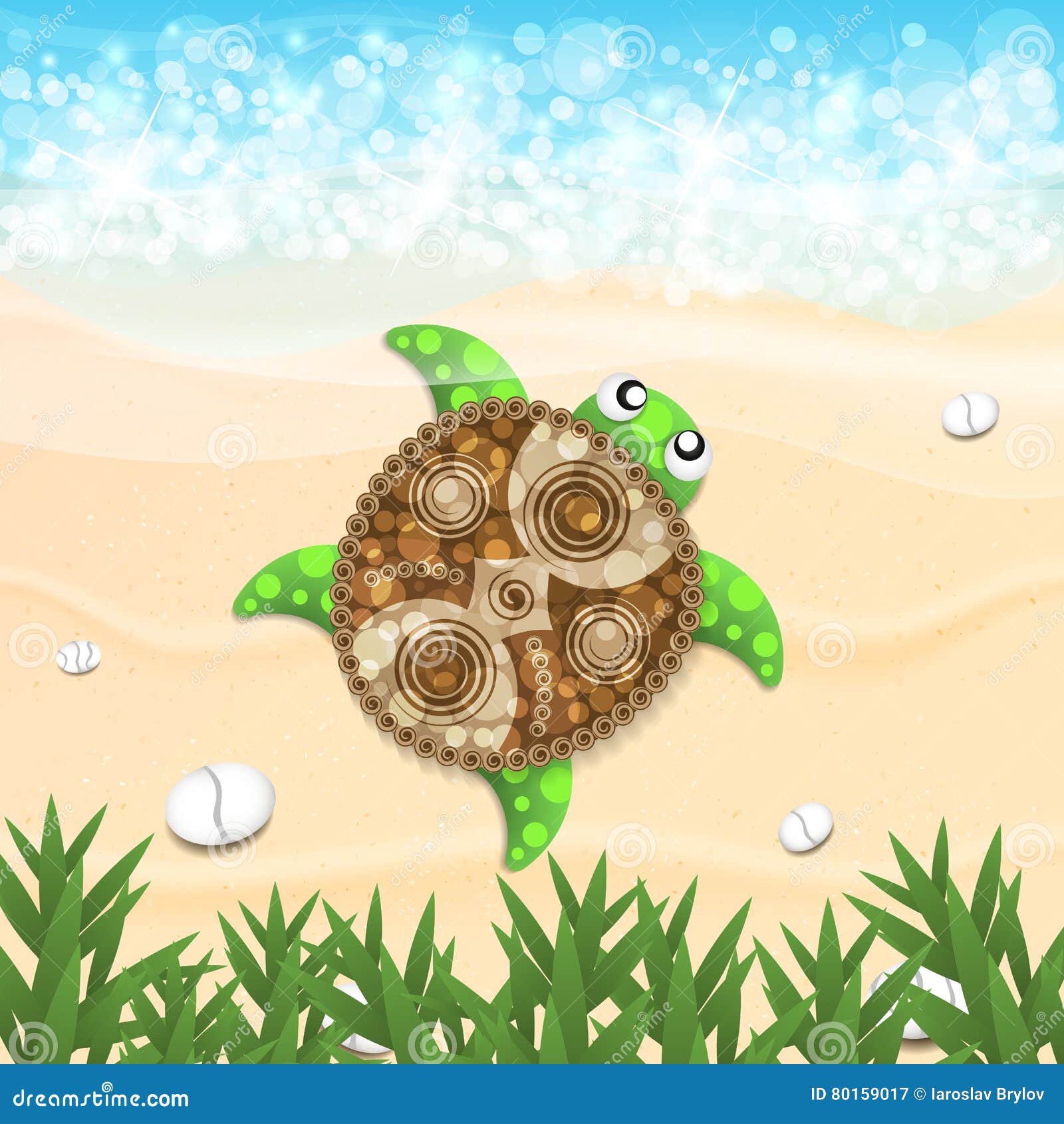 Beautiful Turtle Illustration Stock Vector - Illustration of wildlife ...