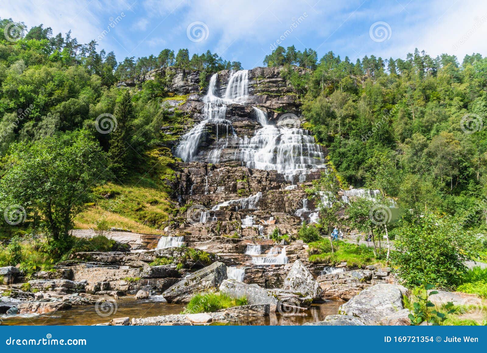 The Beautiful Tvindefossen Waterfall, Voss, Norway Stock Photo - Image ...