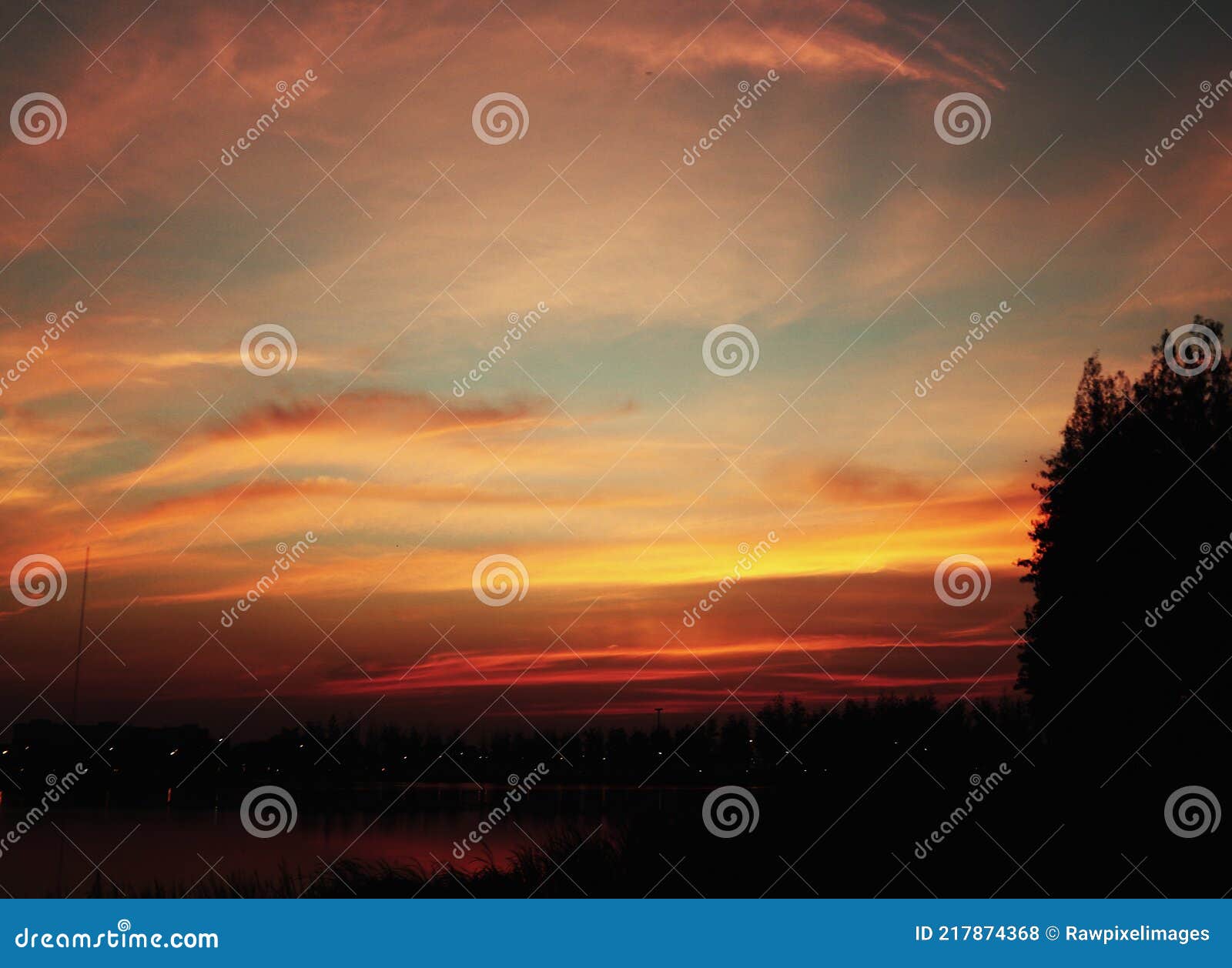 Beautiful Twilight Sunset Evening Landscape Stock Photo - Image of dawn ...