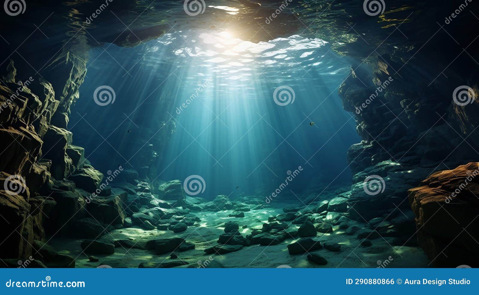 Beautiful Underwater Cave with Sunlight Stock Photo - Image of blue ...