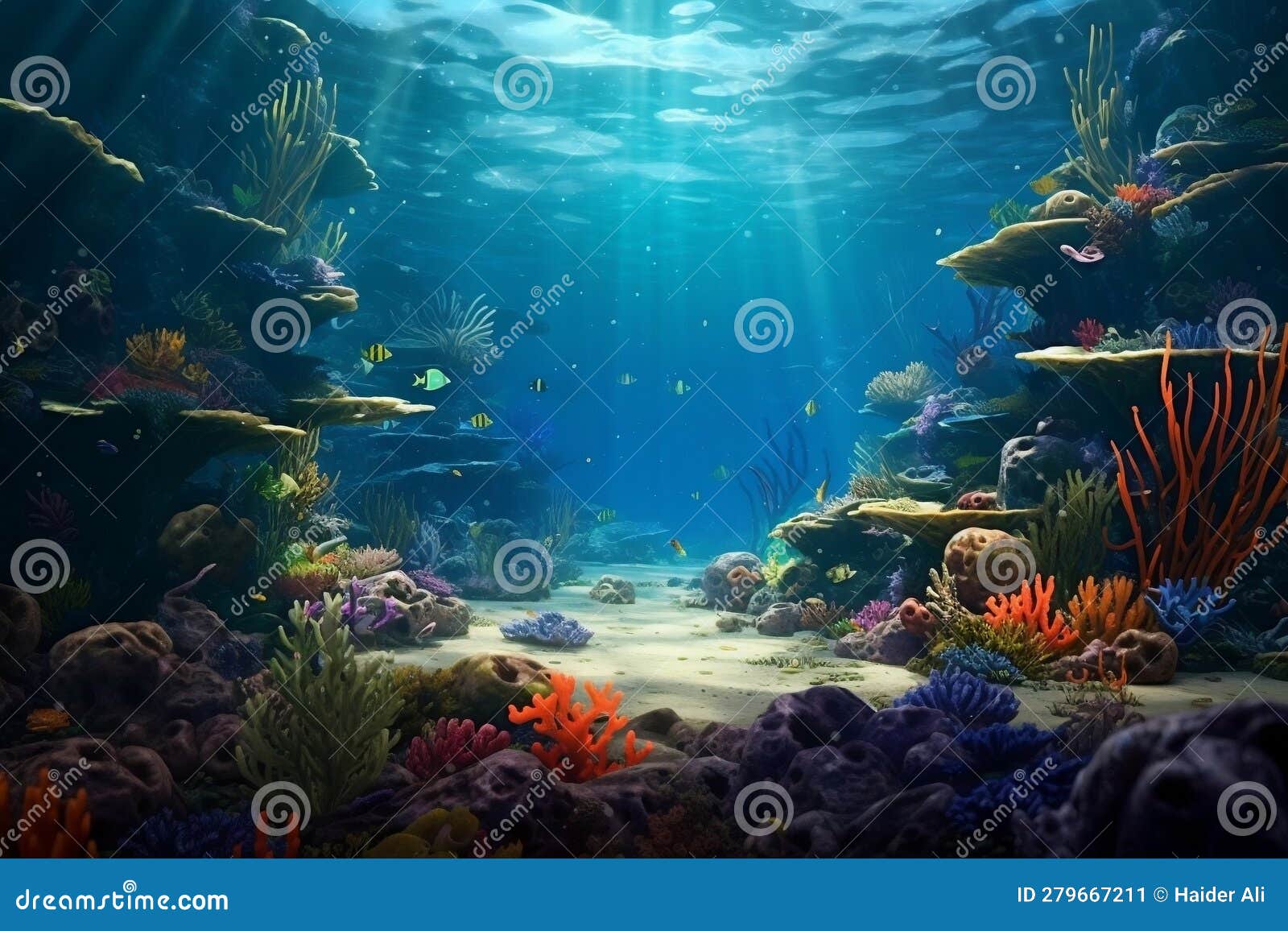 Beautiful Underwater Ocean Scene Image. Generative AI Stock ...