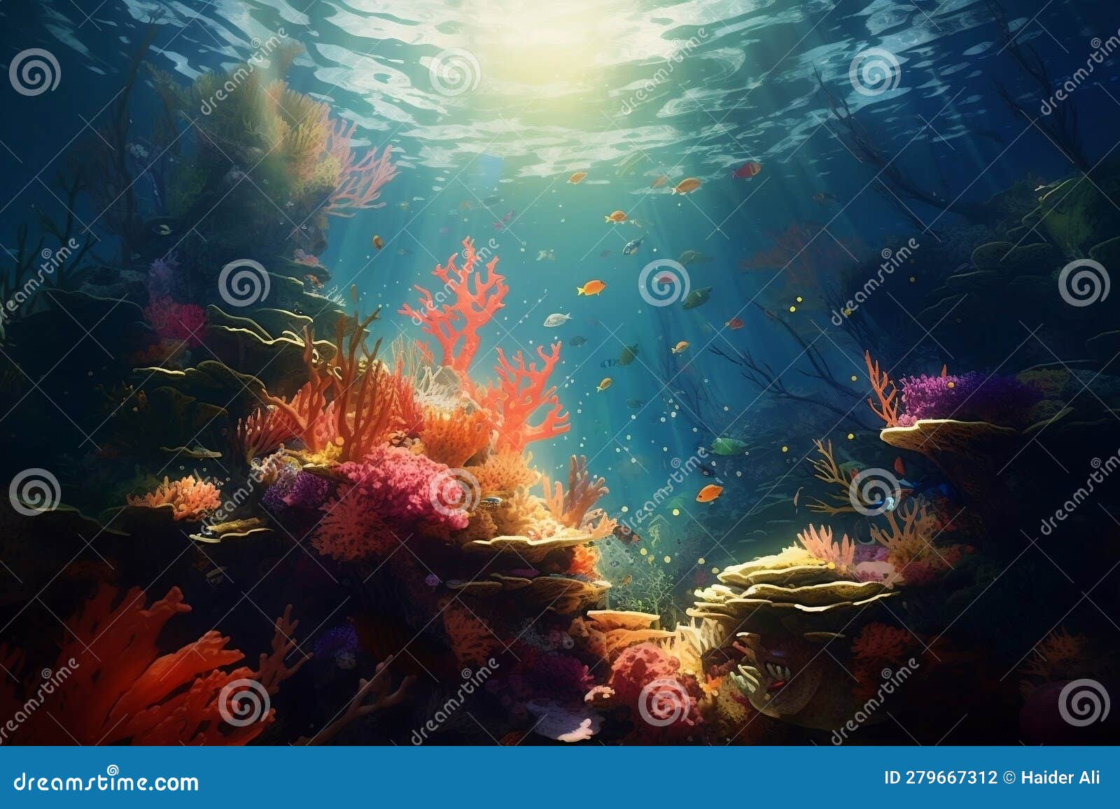 Beautiful Underwater Ocean Scene Image. Generative AI Stock ...