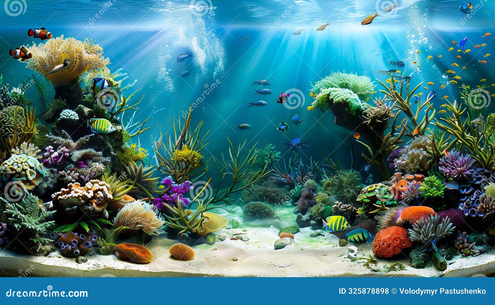 A Beautiful Underwater Scene with Many Different Types of Fish Stock ...