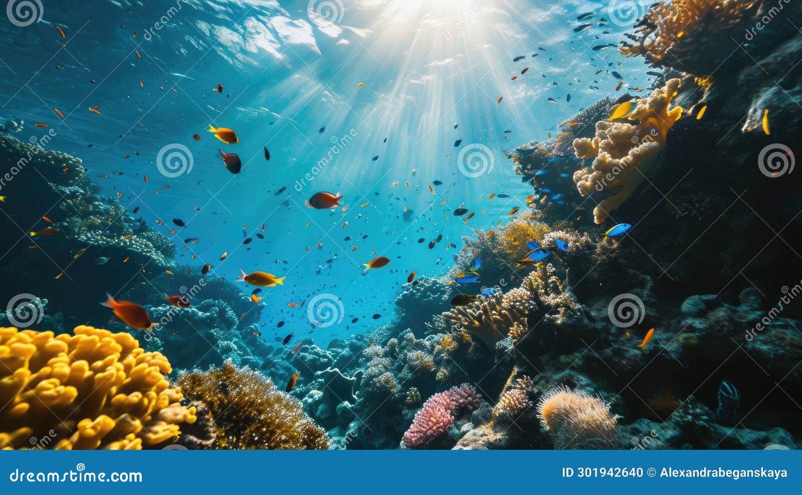 Beautiful Underwater Scenery With Various Types Stock Photography ...