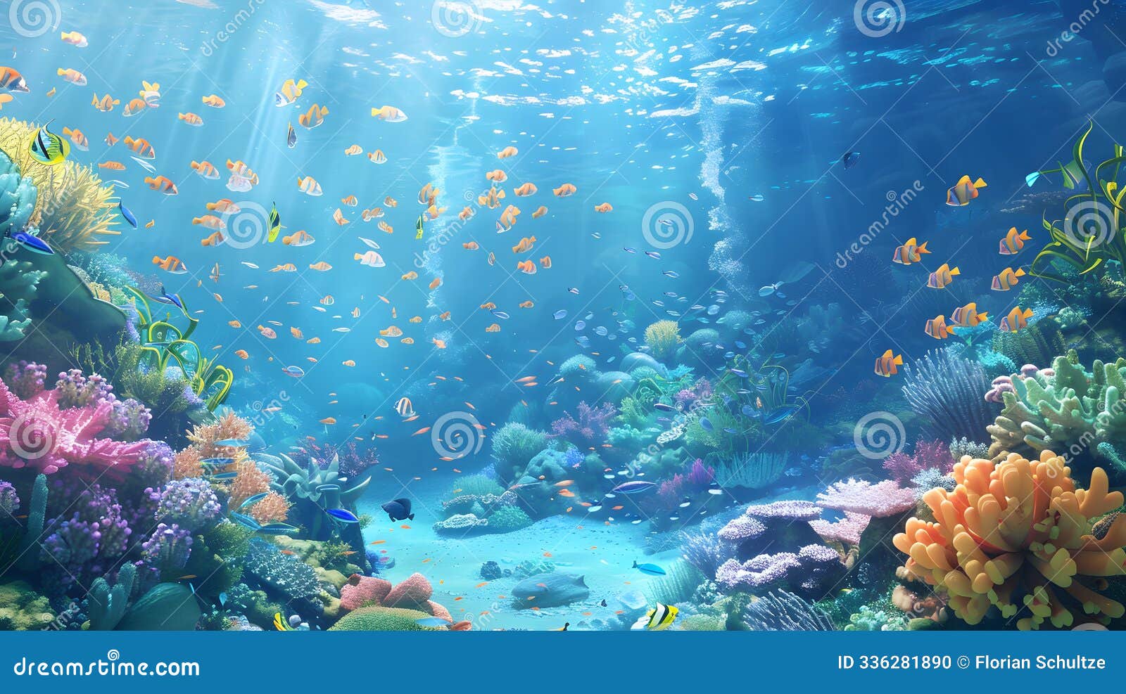 Beautiful Underwater Scenery with Various Types of Fish Stock ...