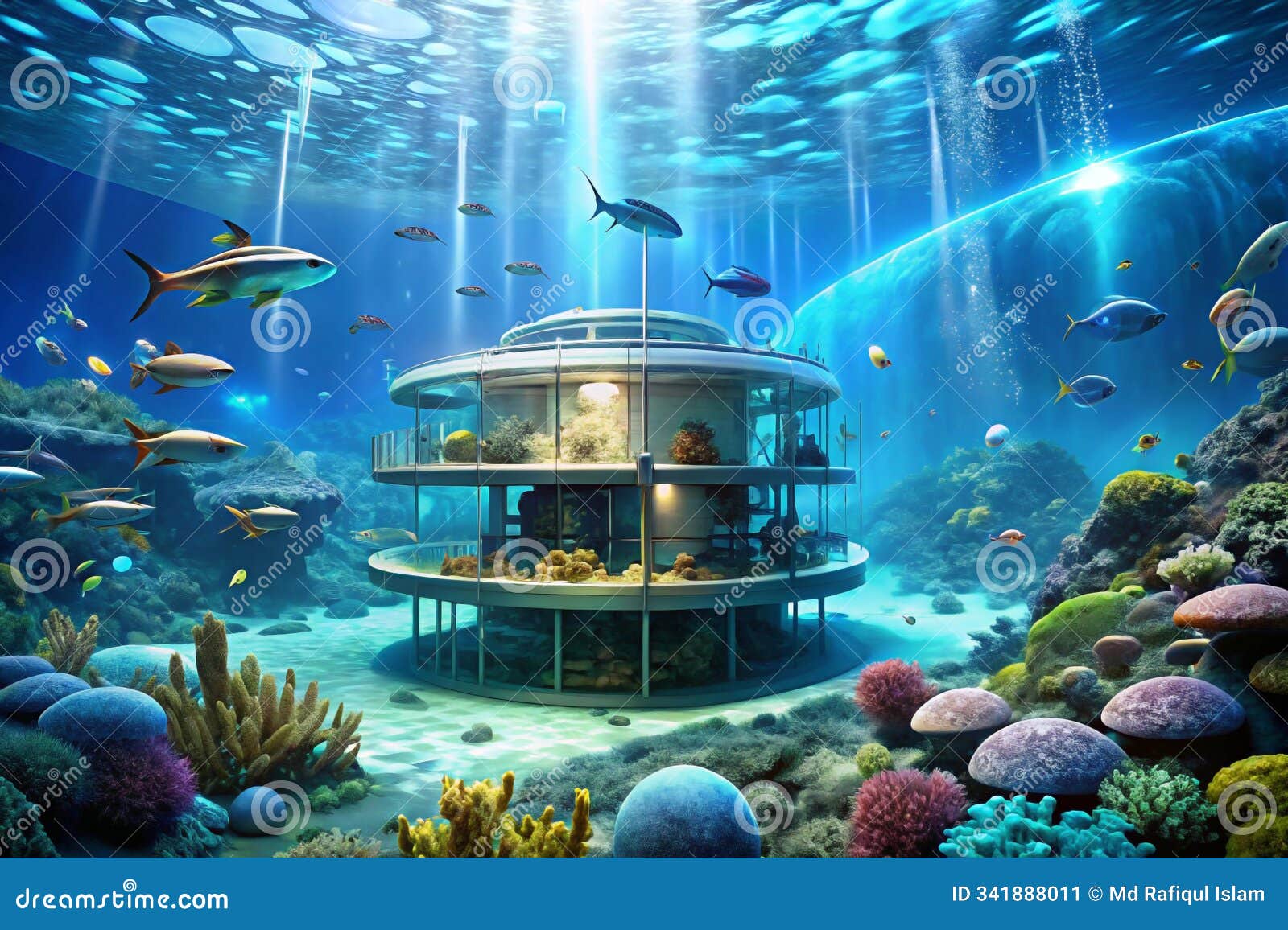 Beautiful Underwater Science Stations Stock Illustration - Illustration ...