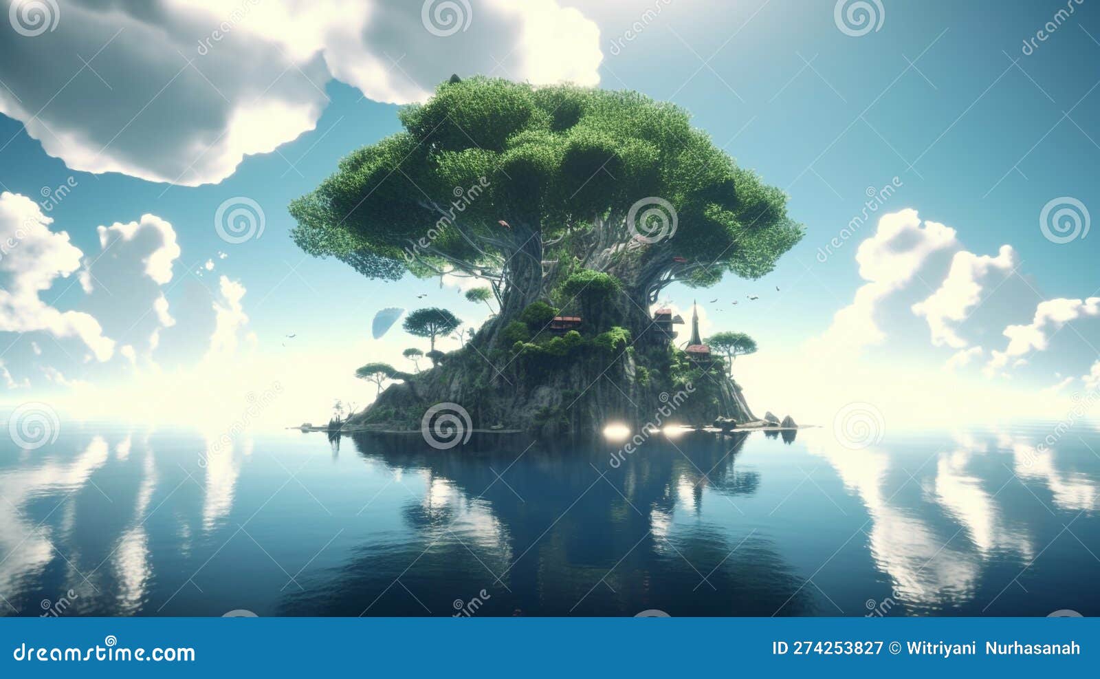 Beautiful Underwater View of Floating Island Above and Below Water ...