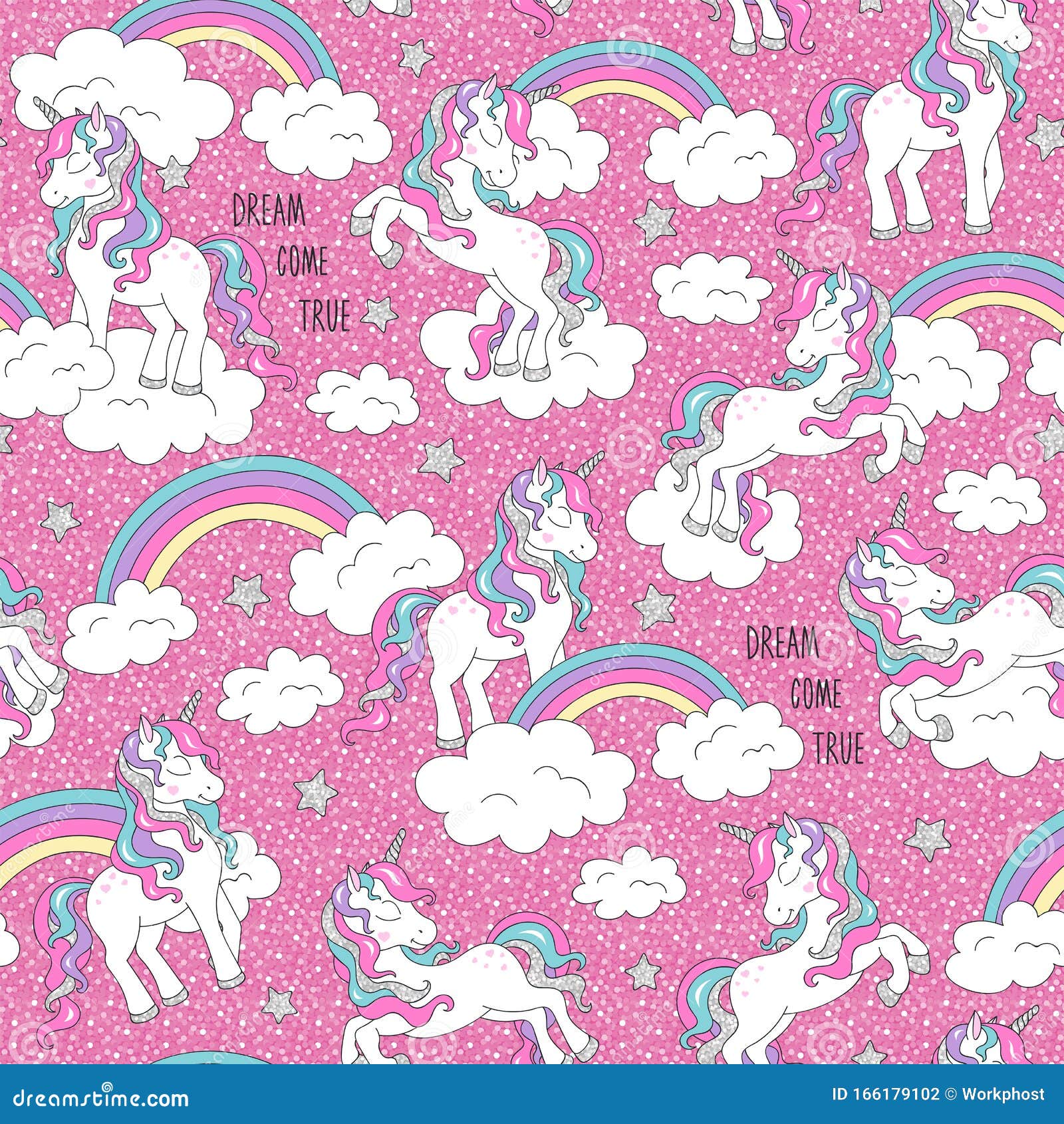 Beautiful Unicorn Pattern. Trendy Seamless Vector Pattern on a Pink ...