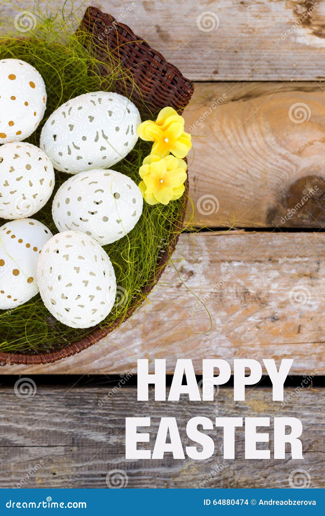 Beautiful Unique Easter Eggs in a Basket Stock Photo - Image of march ...