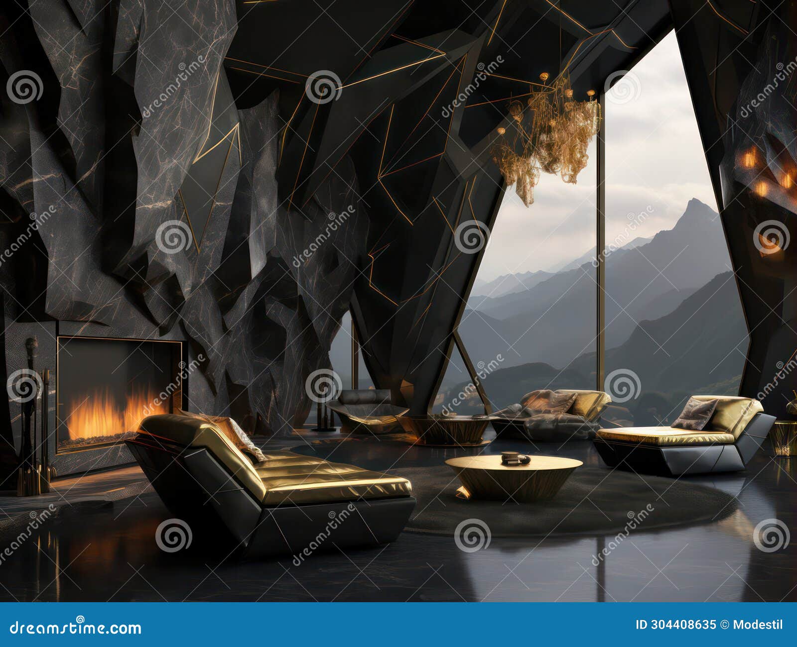 Unique Interior Inside a Home Which is Built Inside a Mountain Stock ...