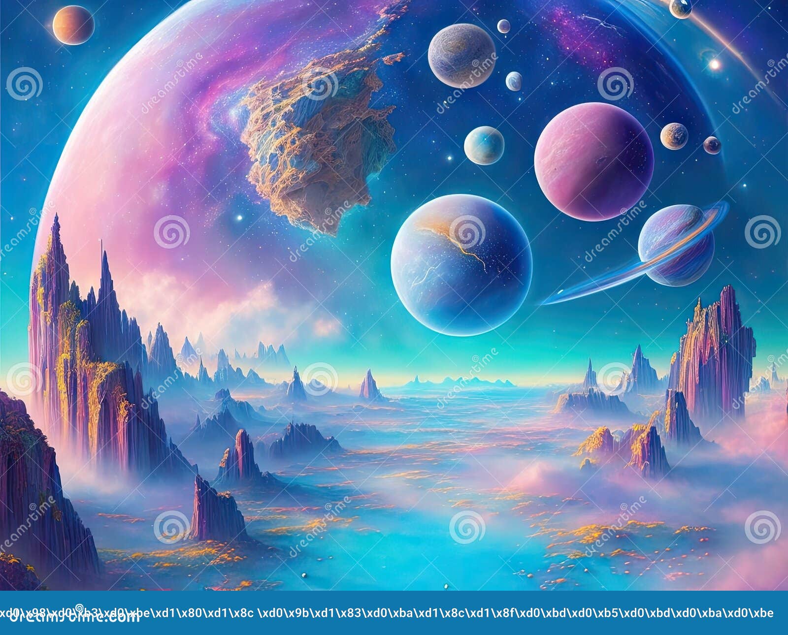 Beautiful Universe with Mystical Planets. Ai Generative Stock ...