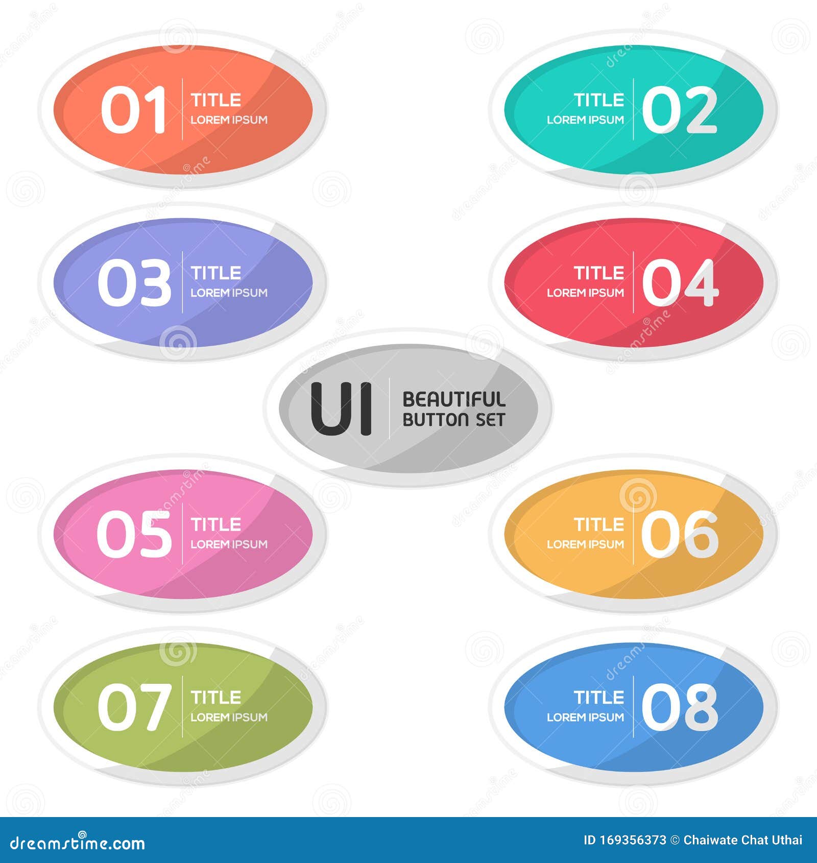 Beautiful User Interface Ellipse Button Set Stock Vector - Illustration ...