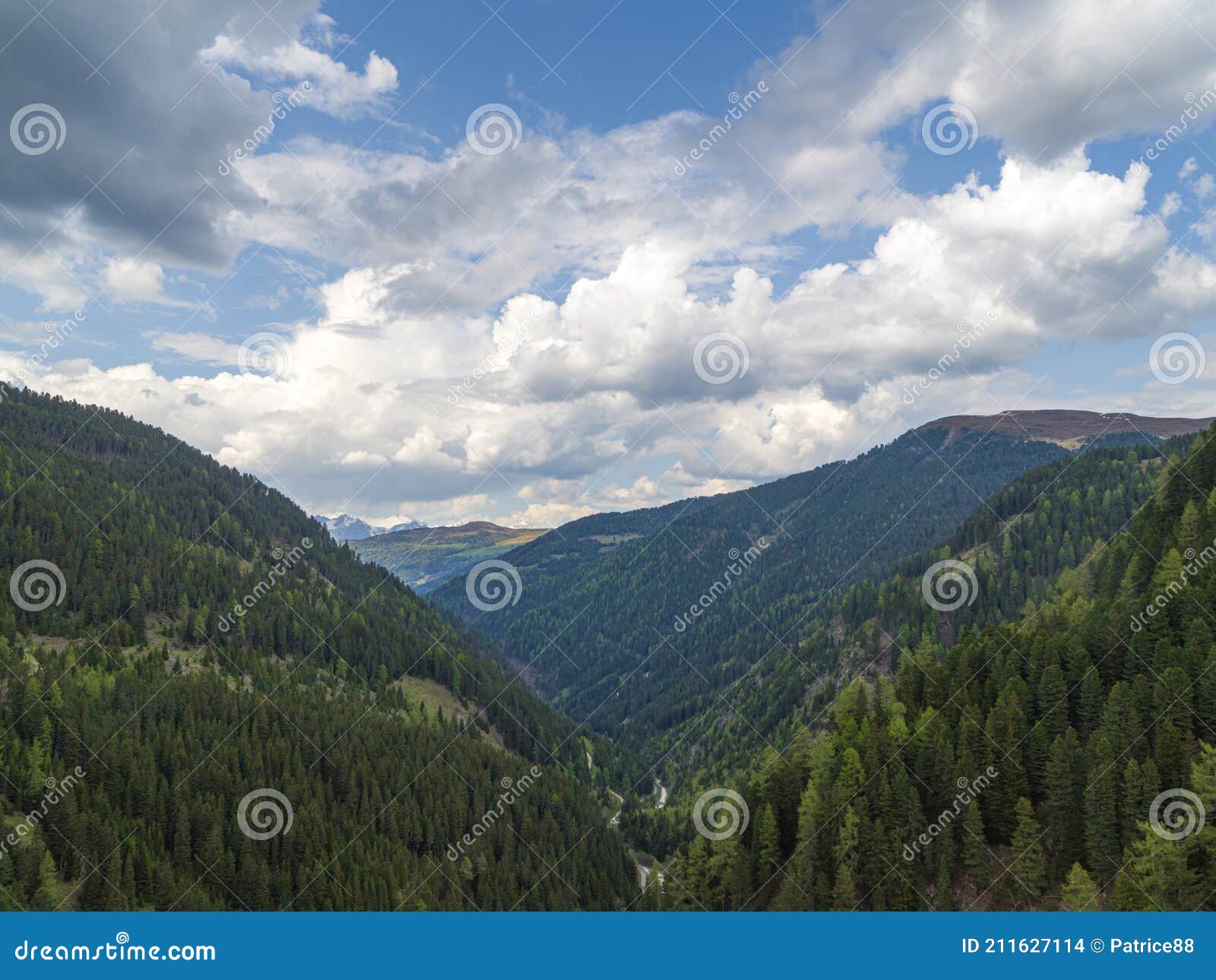 Beautiful V Shaped Valley in the Alps, Sides of the Valley Covered by ...