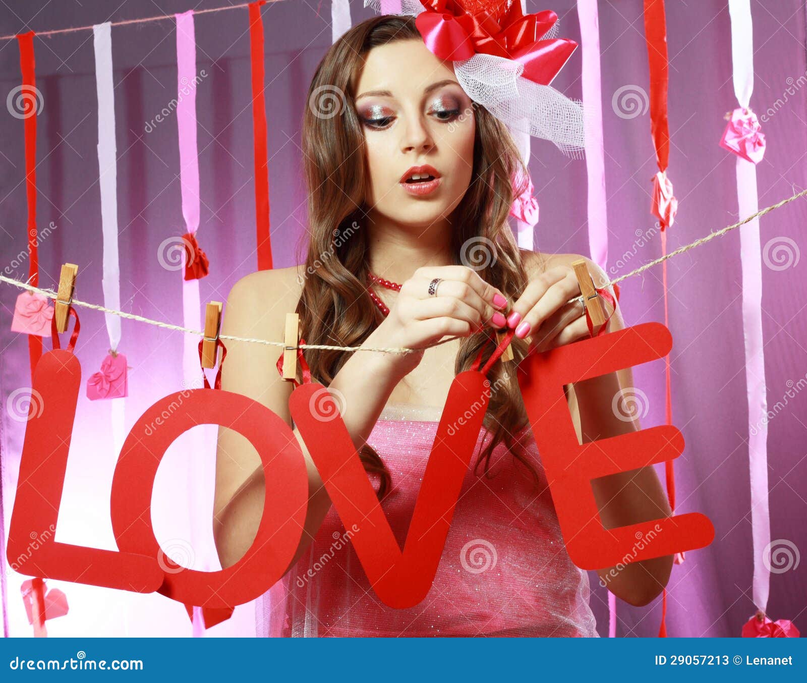 Beautiful Valentine woman stock image. Image of brunette - 29057213