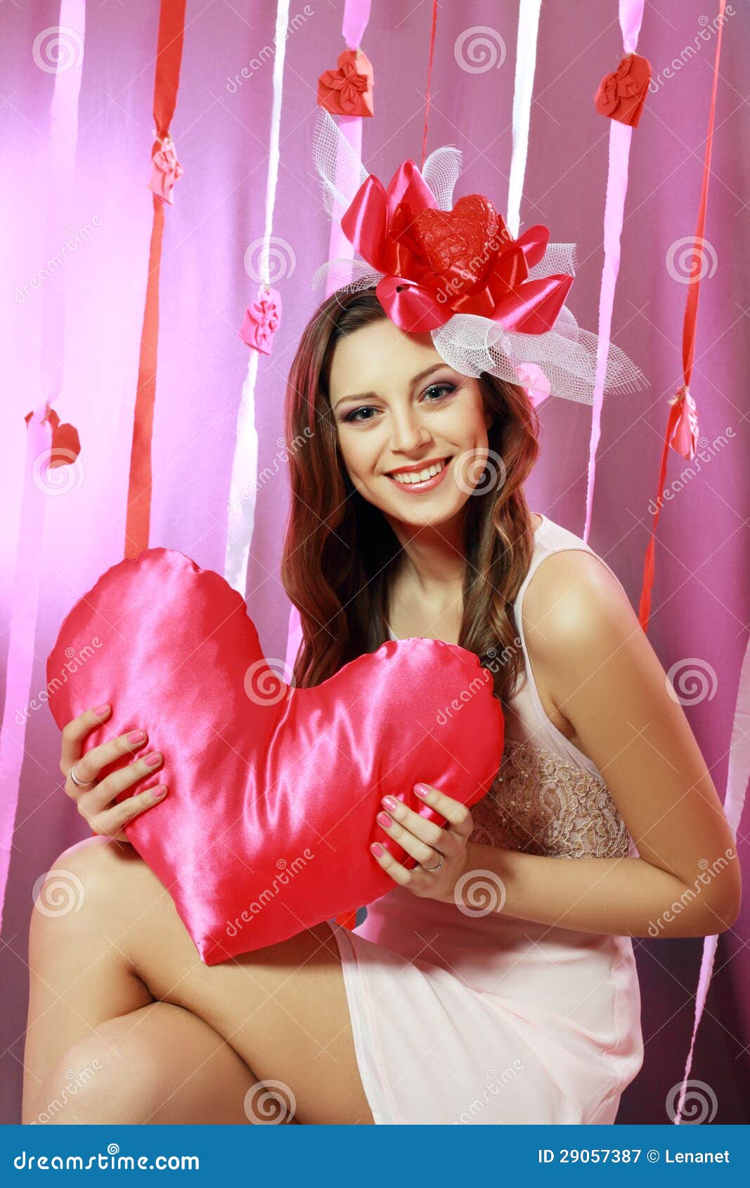 Beautiful Valentine woman stock image. Image of giving - 29057387