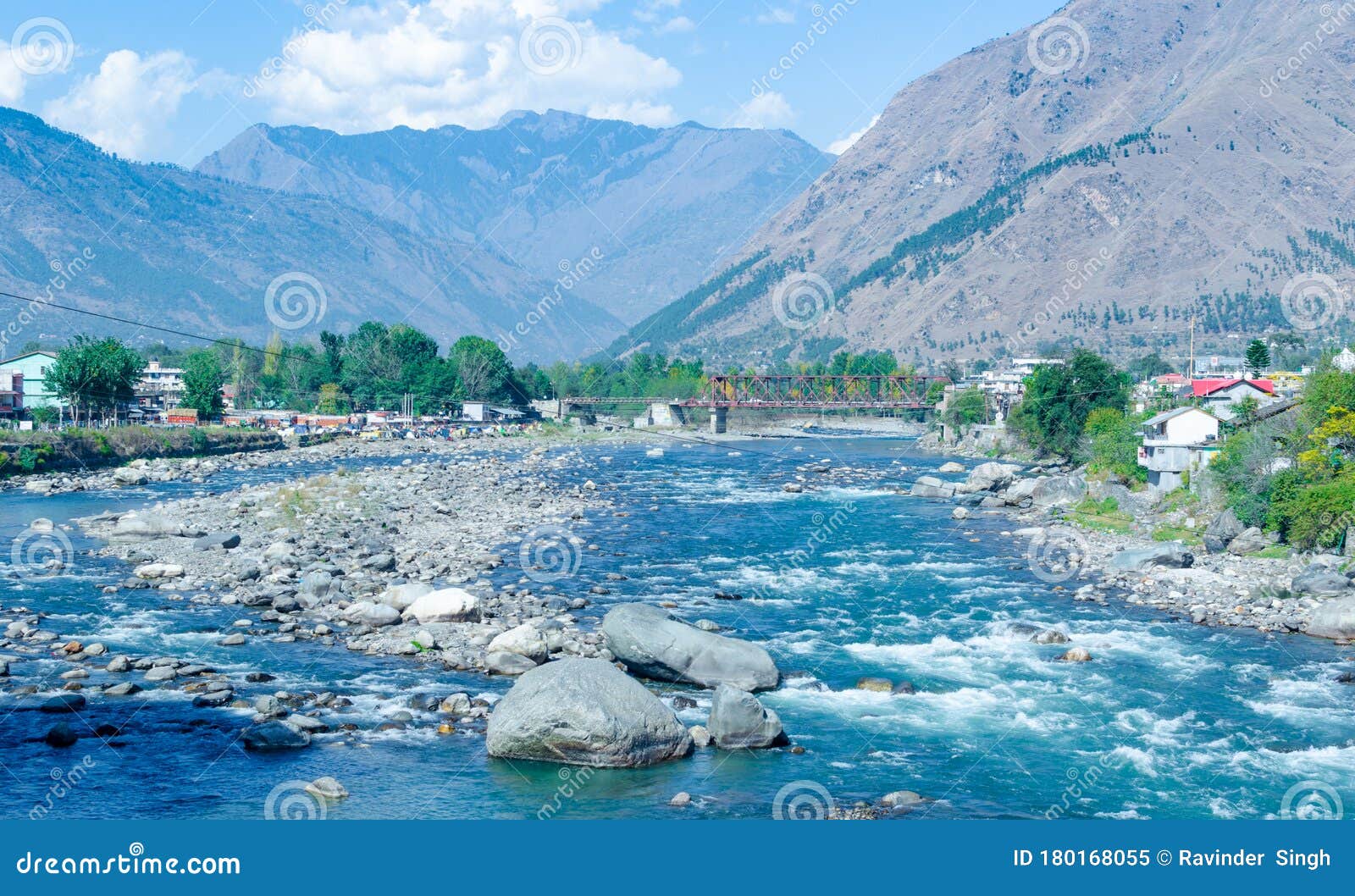 Beautiful Valley with River and Mountains Stock Image - Image of rock ...