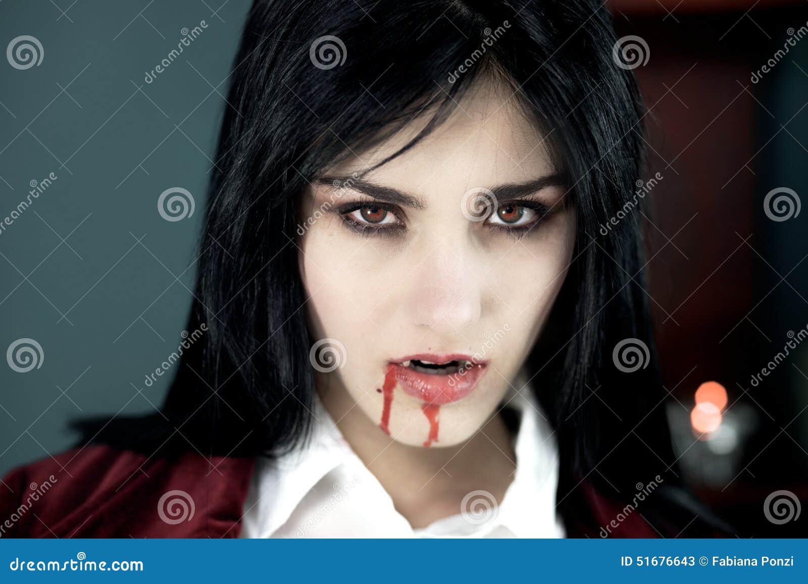 Beautiful Vampire with Blood Looking Camera Stock Image - Image of ...