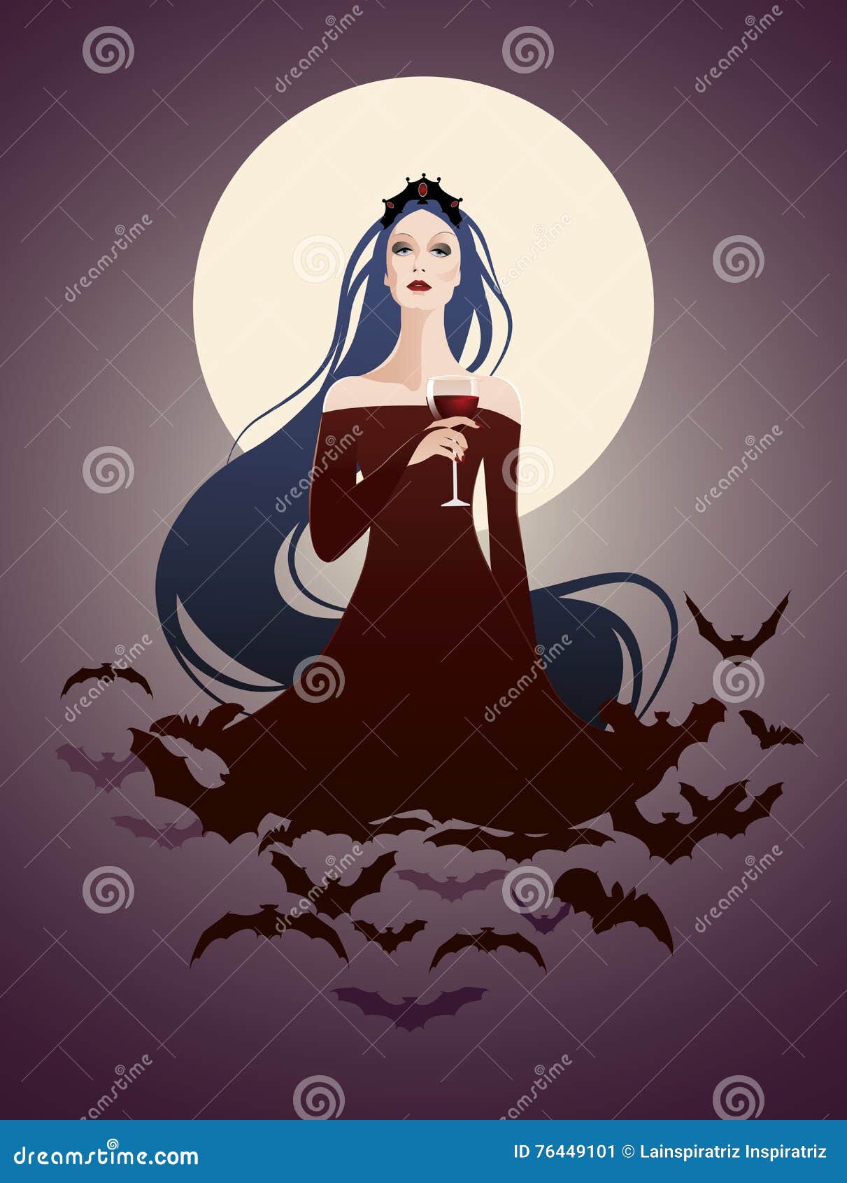 Beautiful Vampire Heroine Female Character In A Sorceress Pose Stock ...