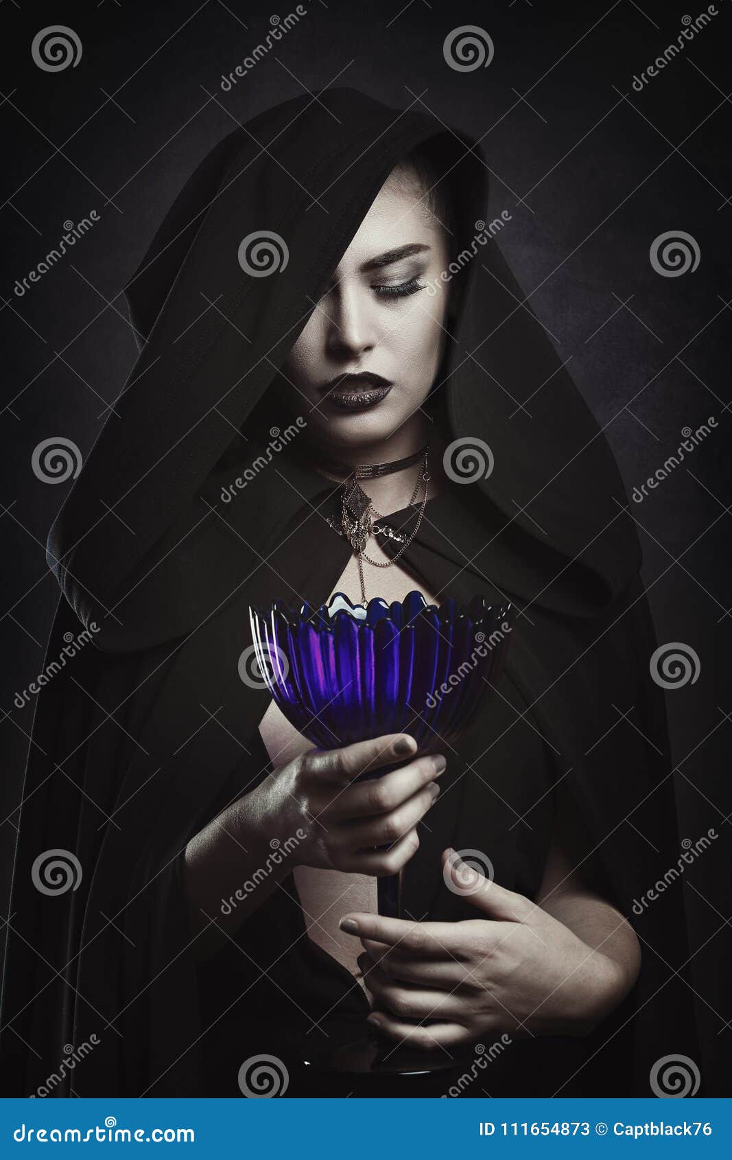 Beautiful Vampire Woman Behind Rainy Window Royalty-Free Stock ...