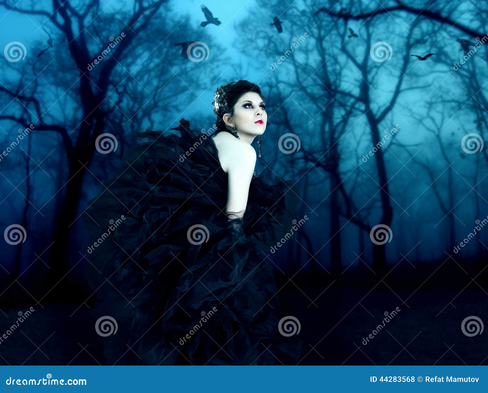 Beautiful Vampire Woman Behind Rainy Window Royalty-Free Stock ...