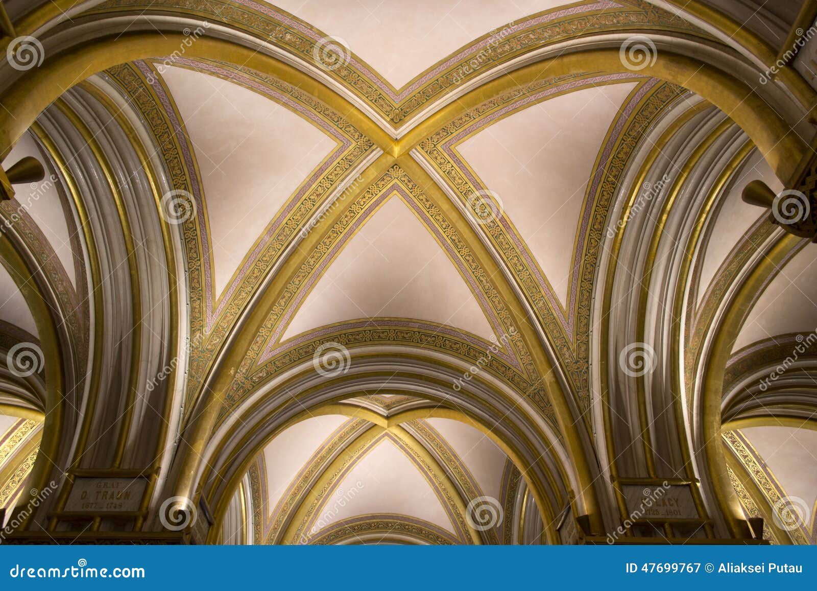 Beautiful Vault with Gilded Ribs Stock Image - Image of historic ...