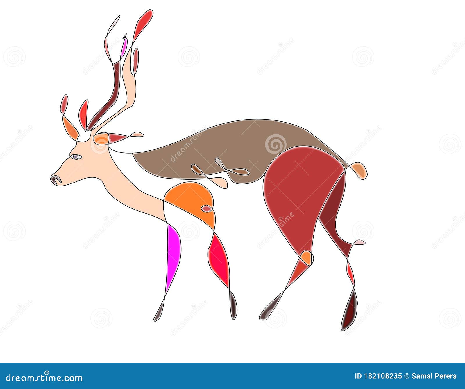 Beautiful Vector Deer with Multicolored Stock Image - Illustration of ...