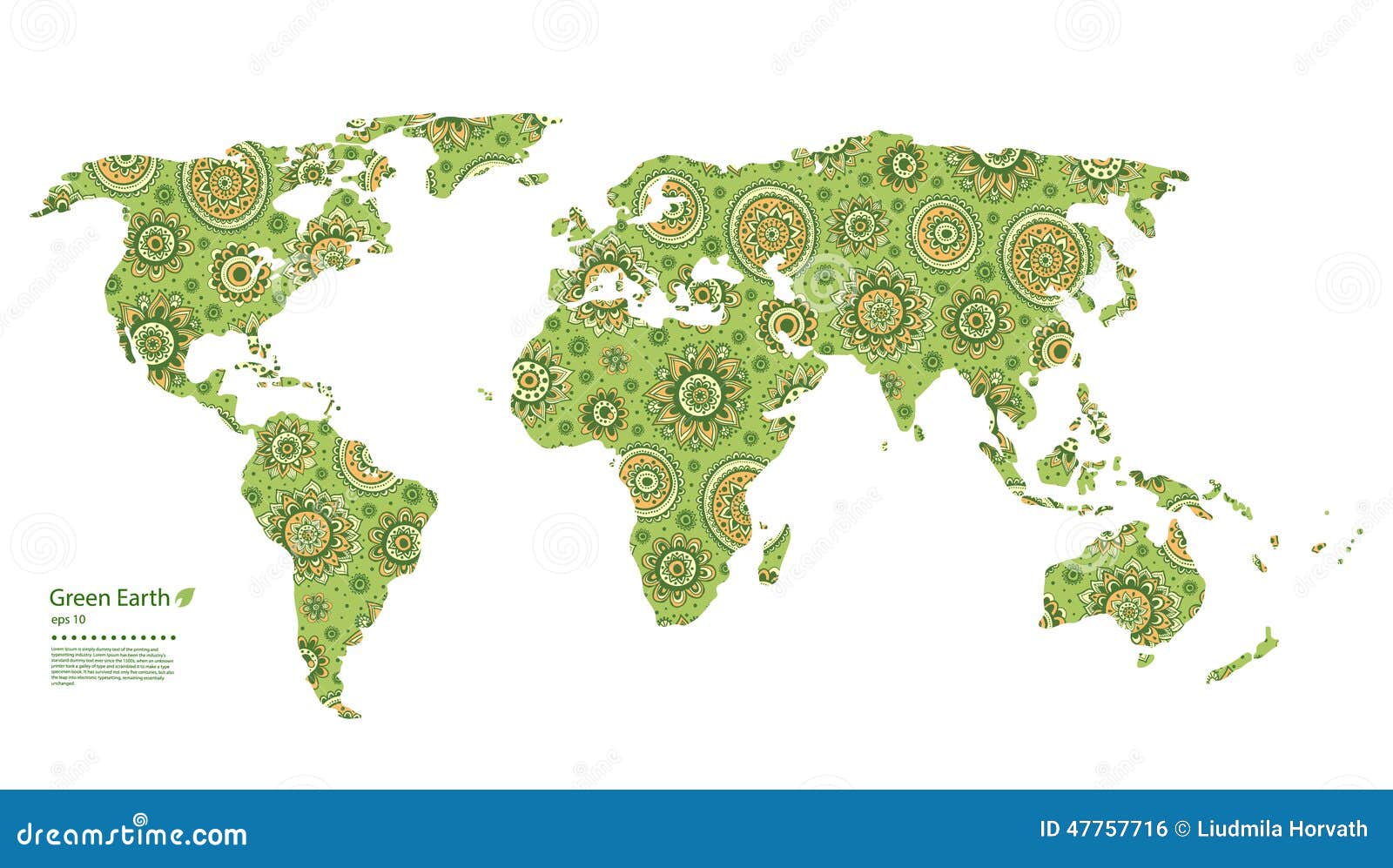 Beautiful Vector Floral World Map Stock Vector - Illustration of ...