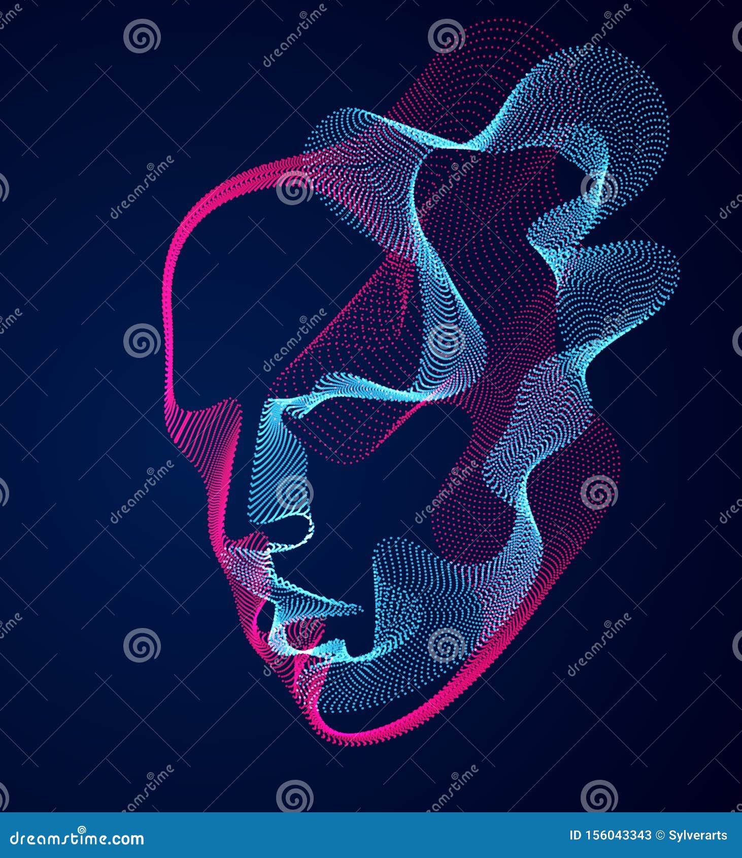 Beautiful Vector Human Face Portrait, Artistic Illustration of Man Head ...