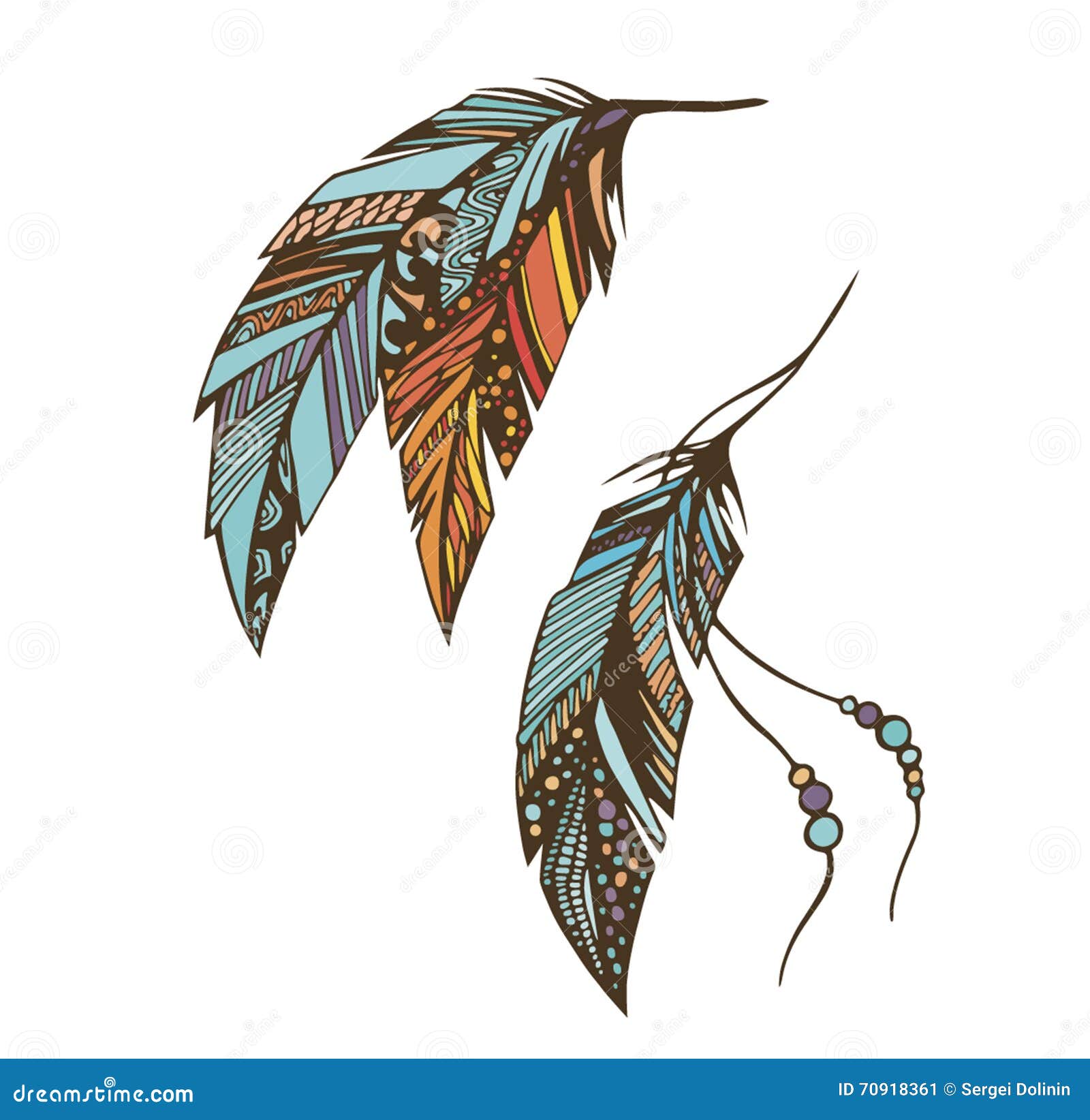 Beautiful Vector Illustration with Multi-colored Feathers Pattern Stock ...