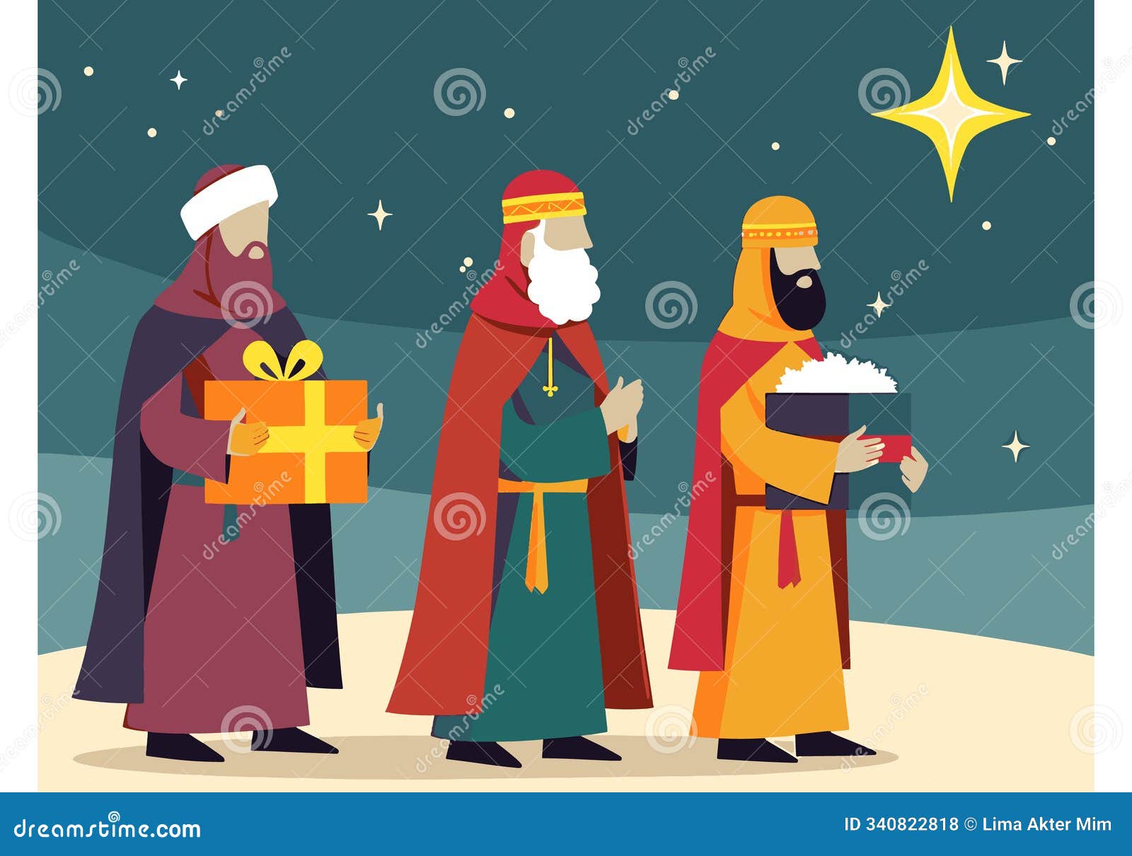 Epiphany Illustration Vector Featuring Three Kings Printable Design for ...