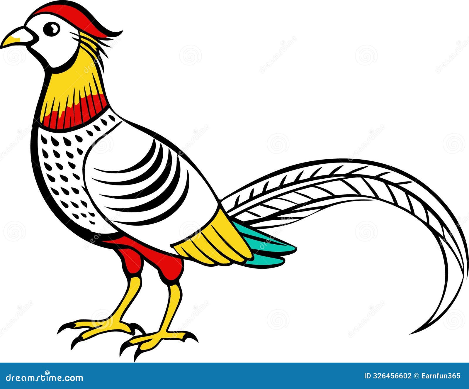 A Beautiful Vector Image of Bird Golden Pheasant Stock Illustration ...