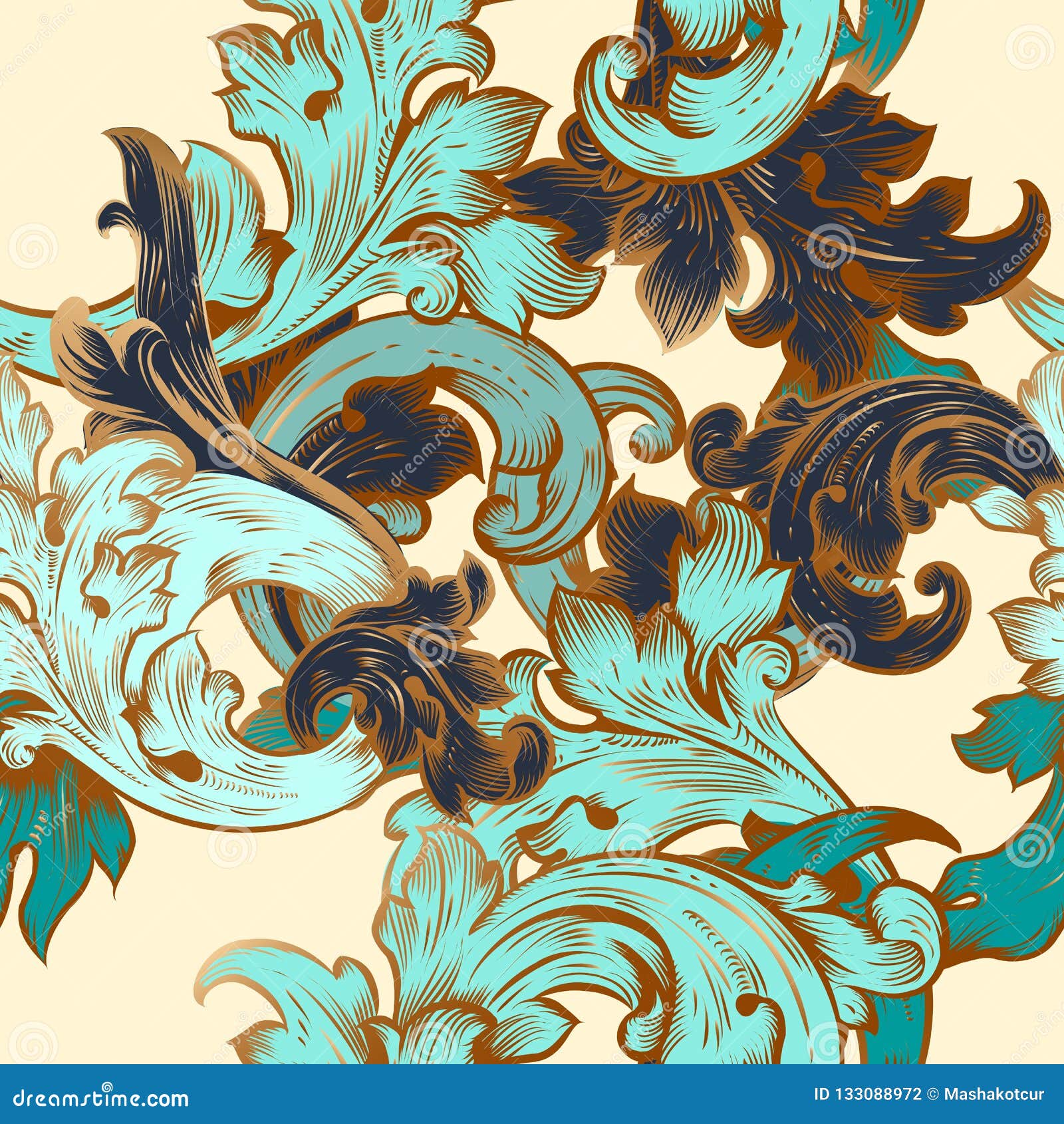Beautiful Vector Ornamental Pattern with Swirls Stock Vector ...