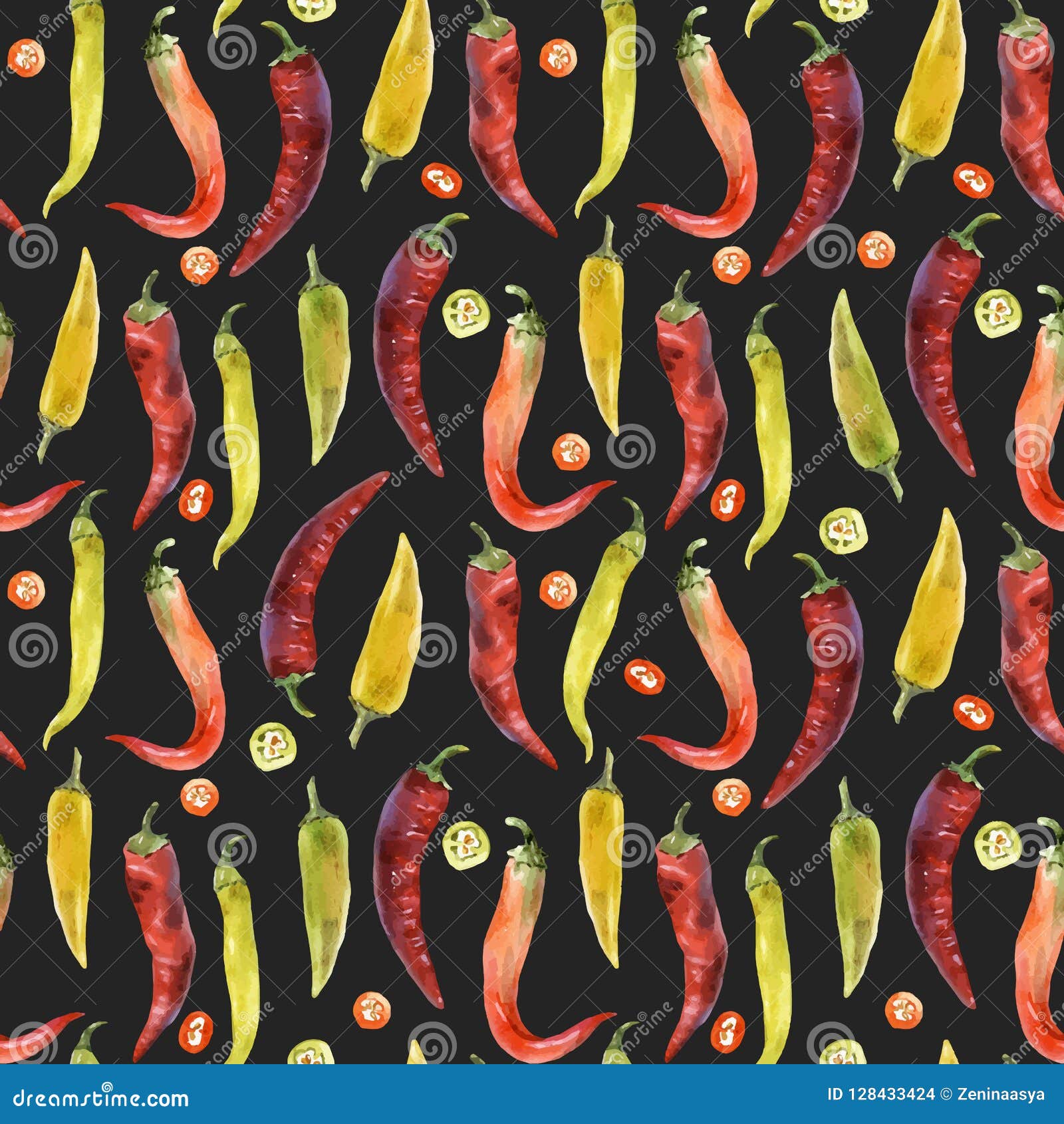 Hot Chili Pepper Vector Pattern Stock Vector - Illustration of clip ...