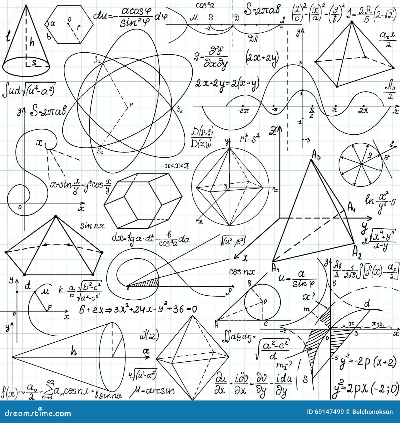 Beautiful Vector Seamless Pattern with Mathematical Figures ...