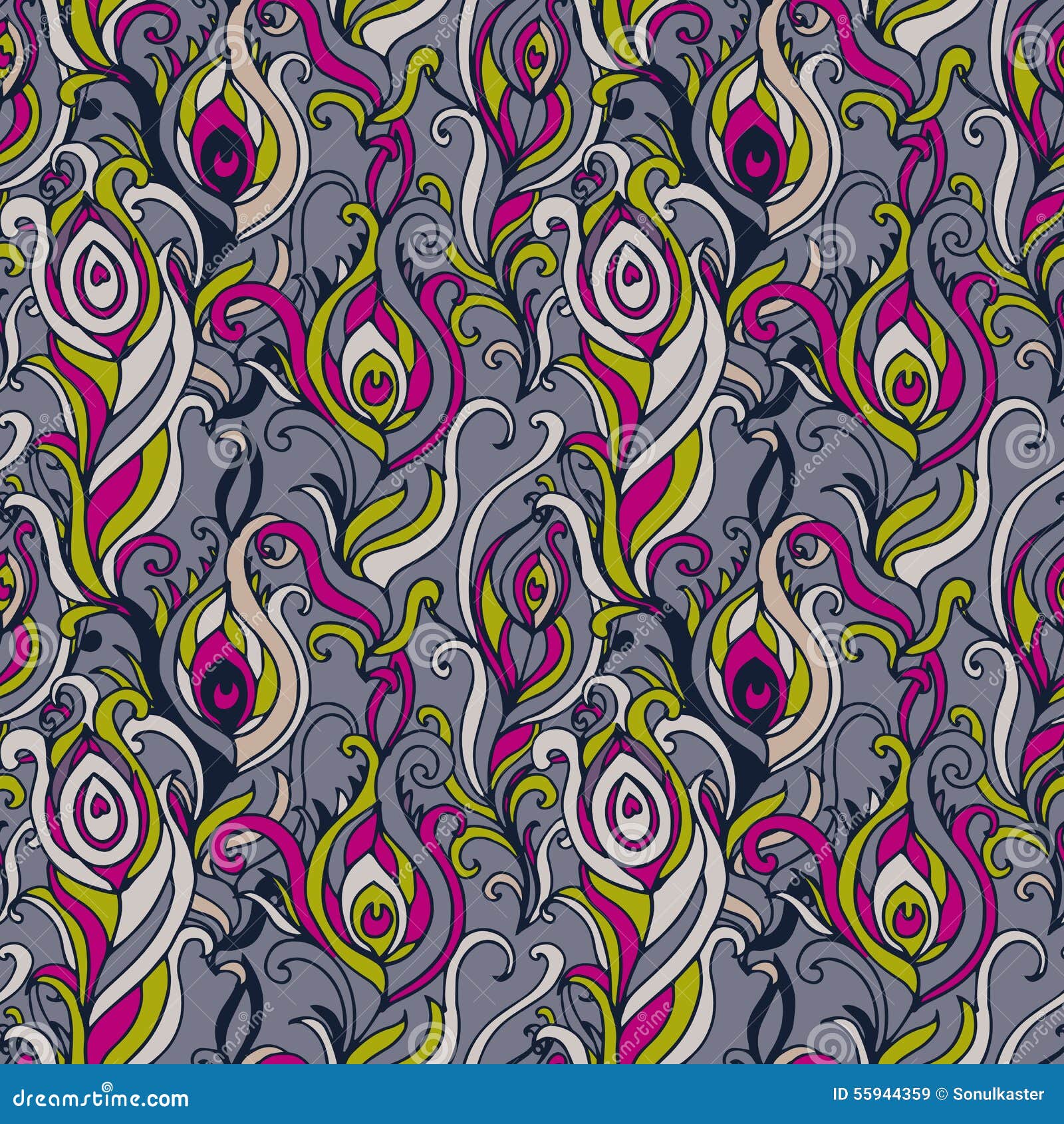 Beautiful Vector Seamless Pattern with Peacock Stock Vector ...