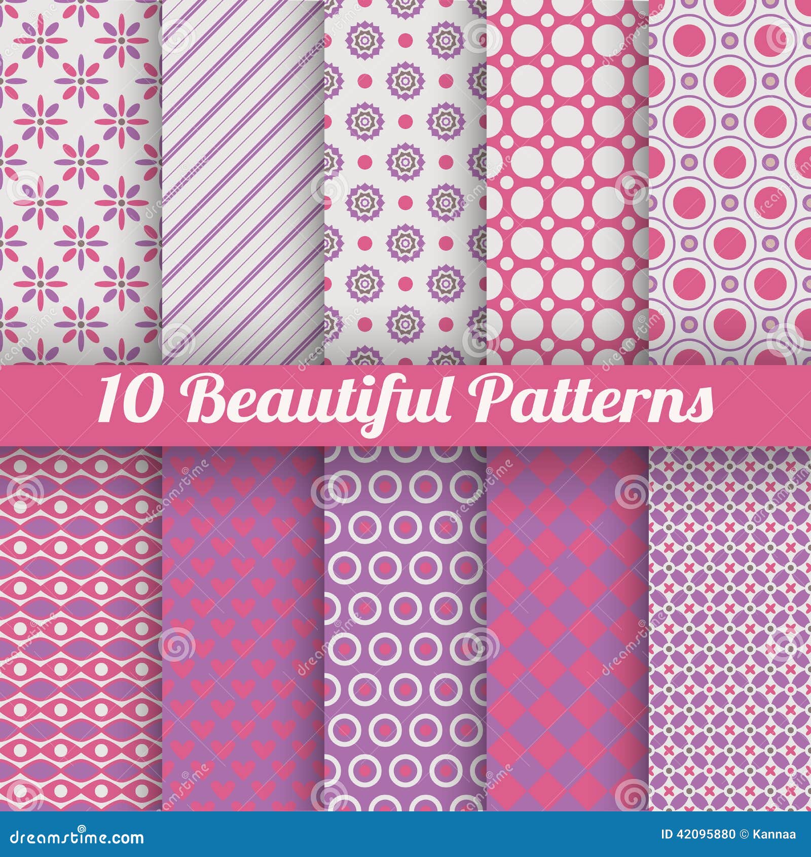 10 Beautiful Vector Seamless Patterns (tiling). Stock Vector ...