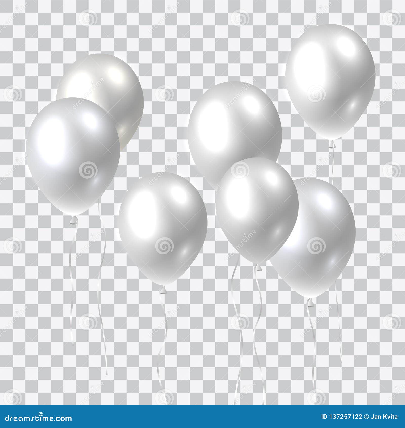 Beautiful Vector Silver Realistic Flying Party Balloons Stock Vector ...