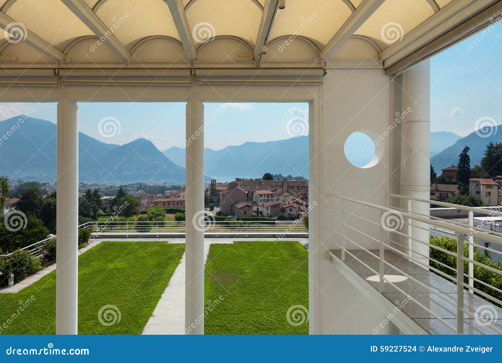 Beautiful Veranda with Panoramic View Stock Photo - Image of ...