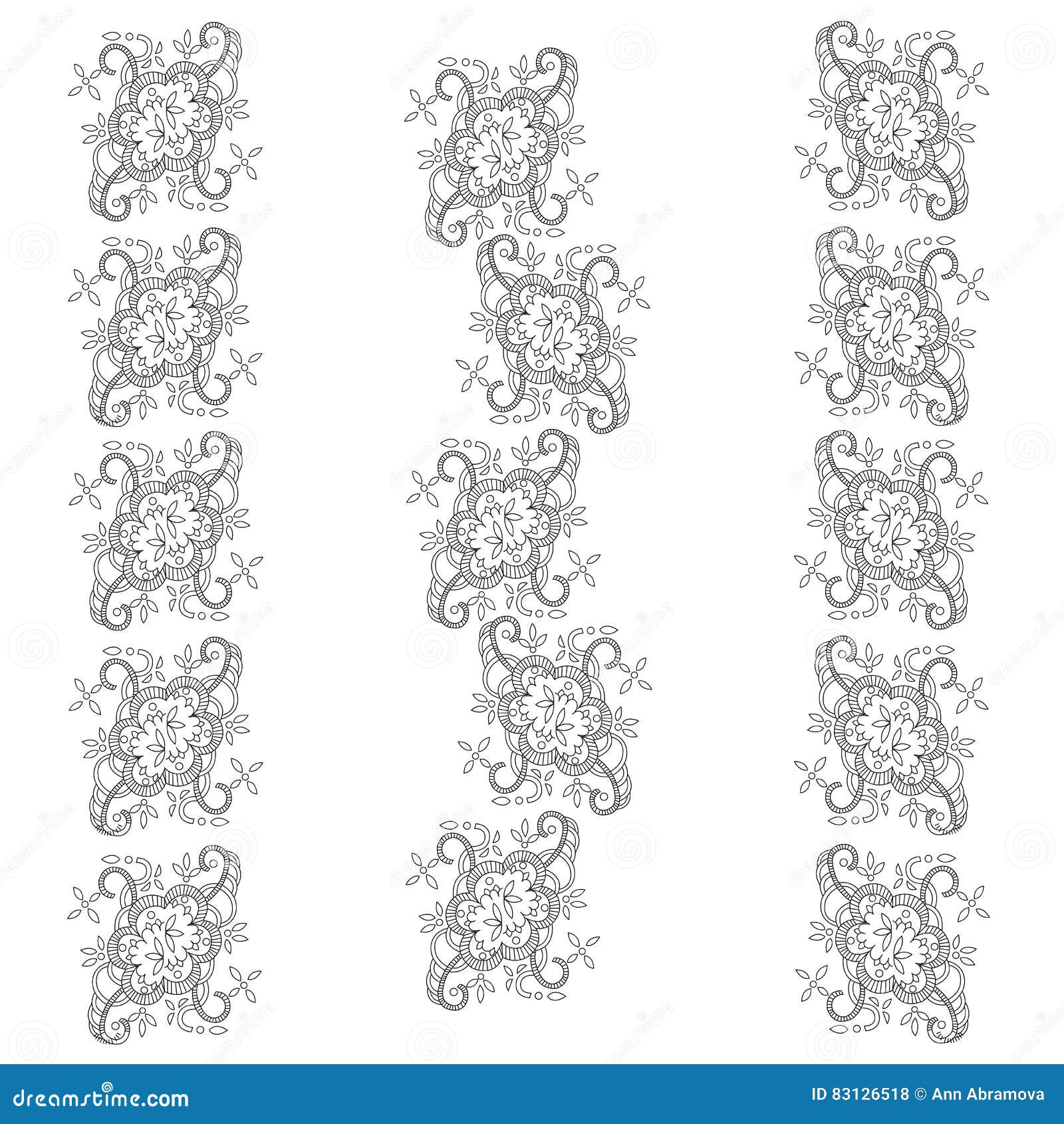 A Beautiful Vertical Floral Pattern in a Line Style Stock Vector ...