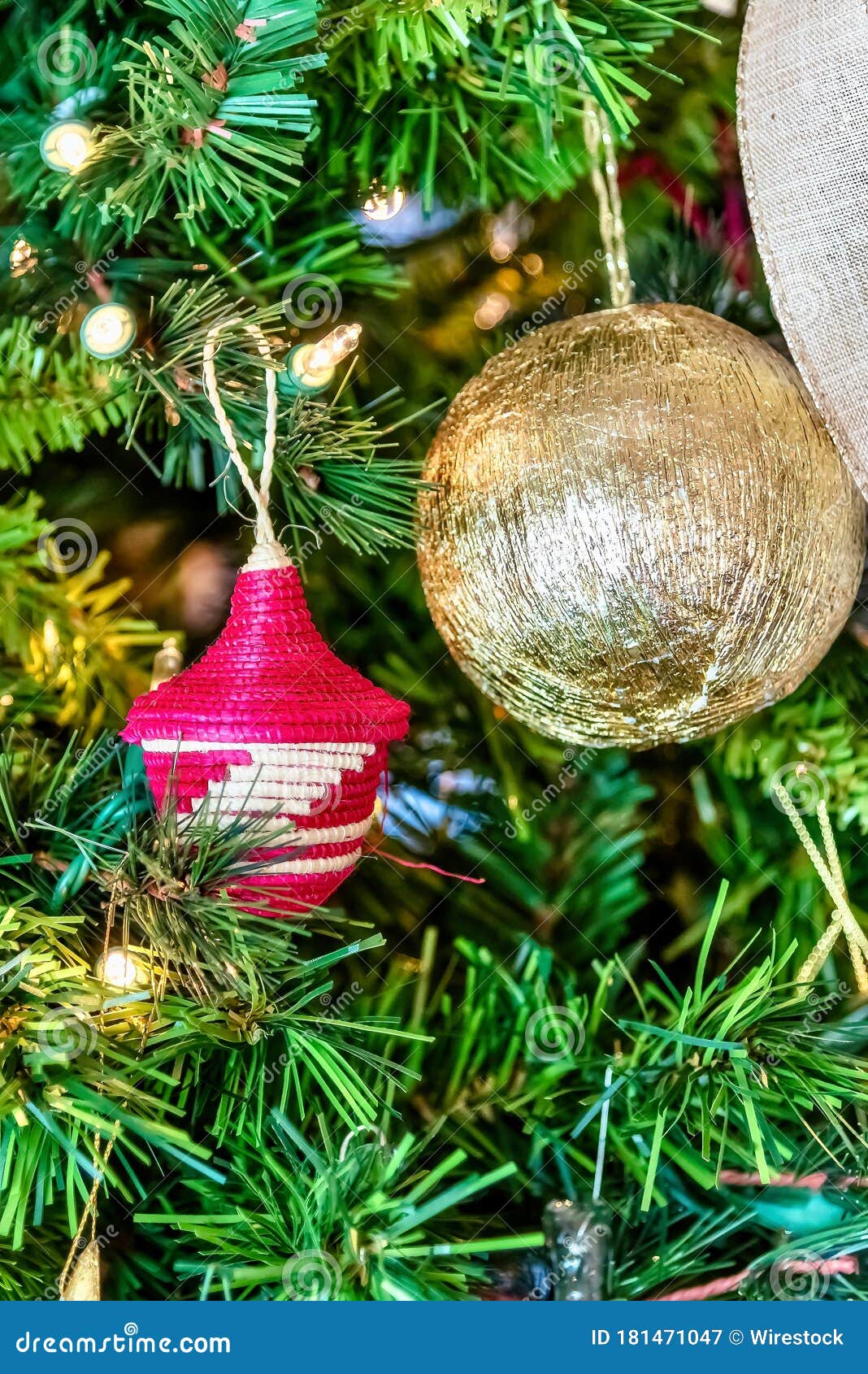 Beautiful Vertical Picture of Decorations on a Christmas Tree with ...