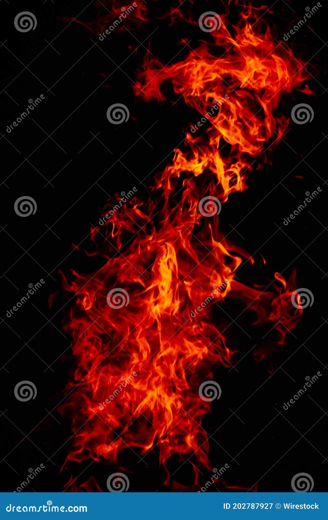 Beautiful Vertical Shot of a Large Burning Fire at Night Stock Image ...