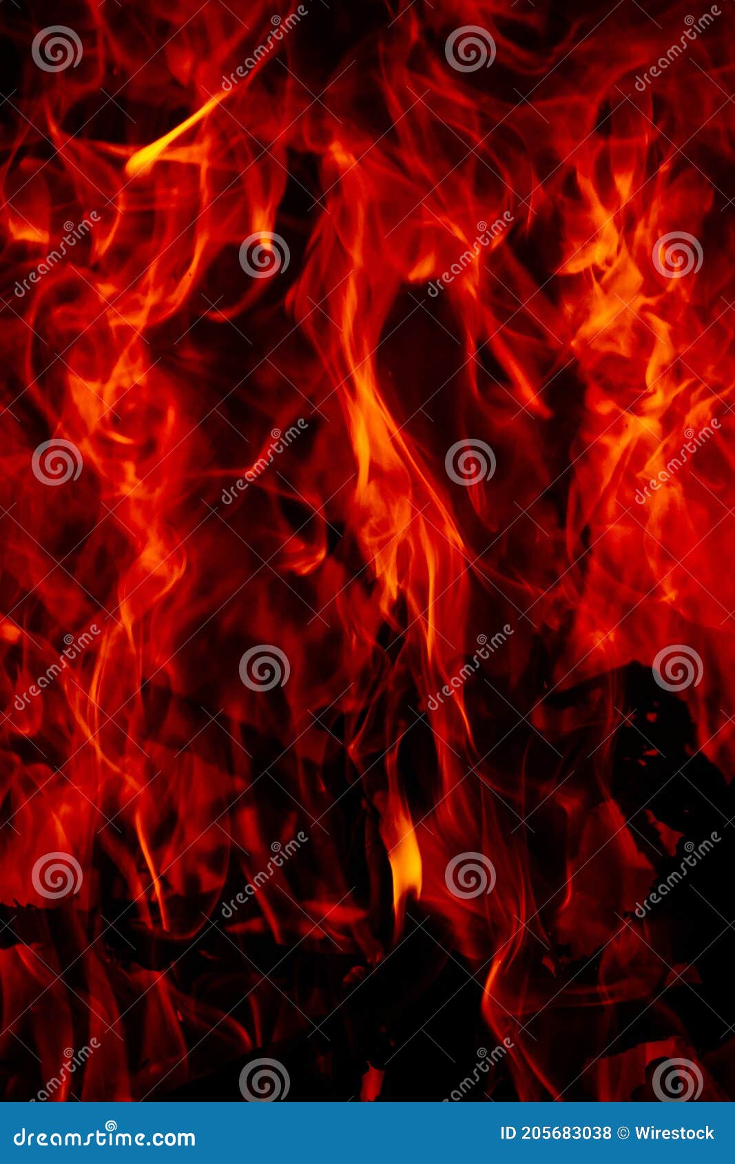 Beautiful Vertical Shot of a Large Burning Fire at Night Stock Photo ...