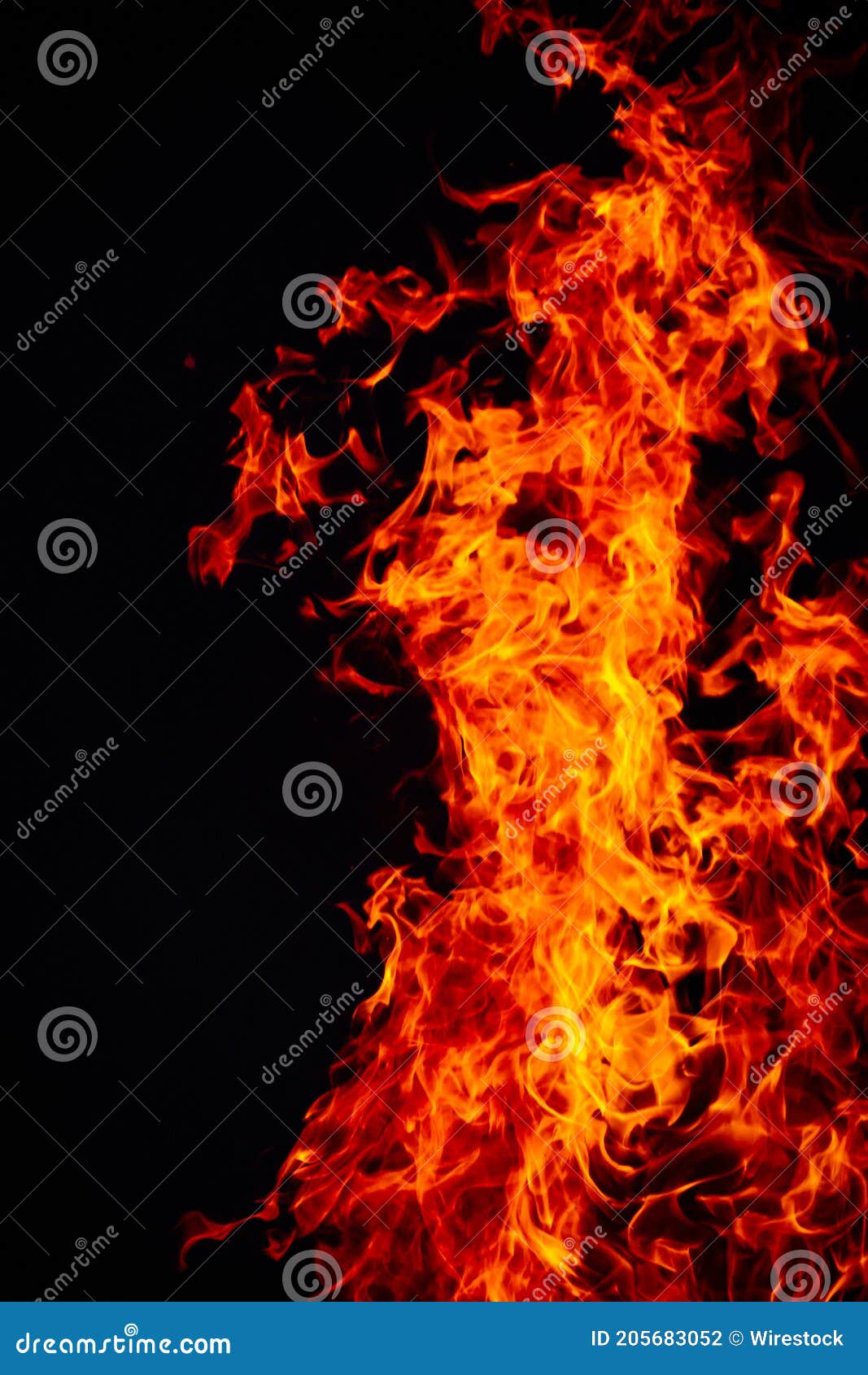 Beautiful Vertical Shot of a Large Burning Fire at Night Stock Photo ...