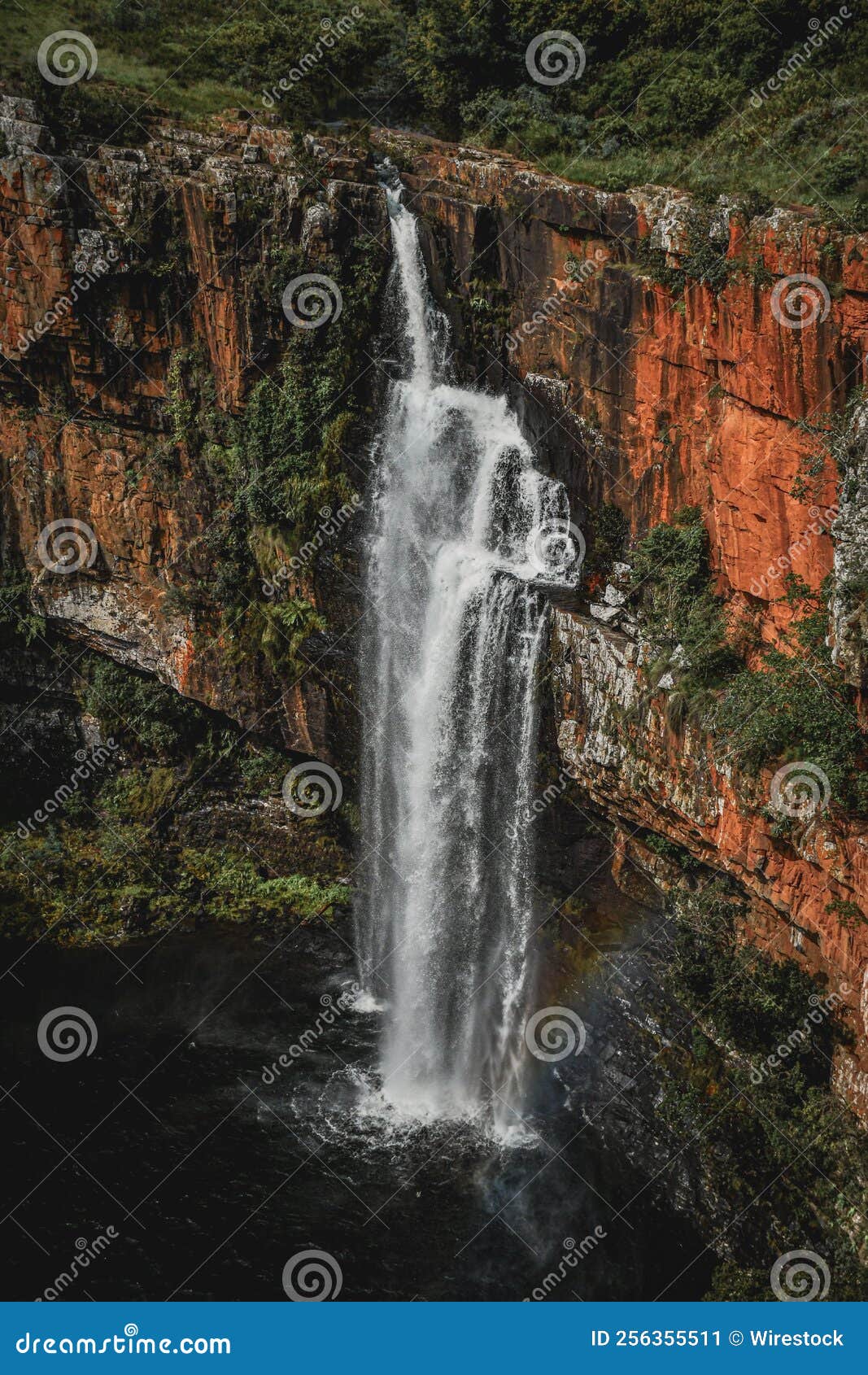 Beautiful Vertical Shot of a Waterfall Streaming from the Middle of a ...