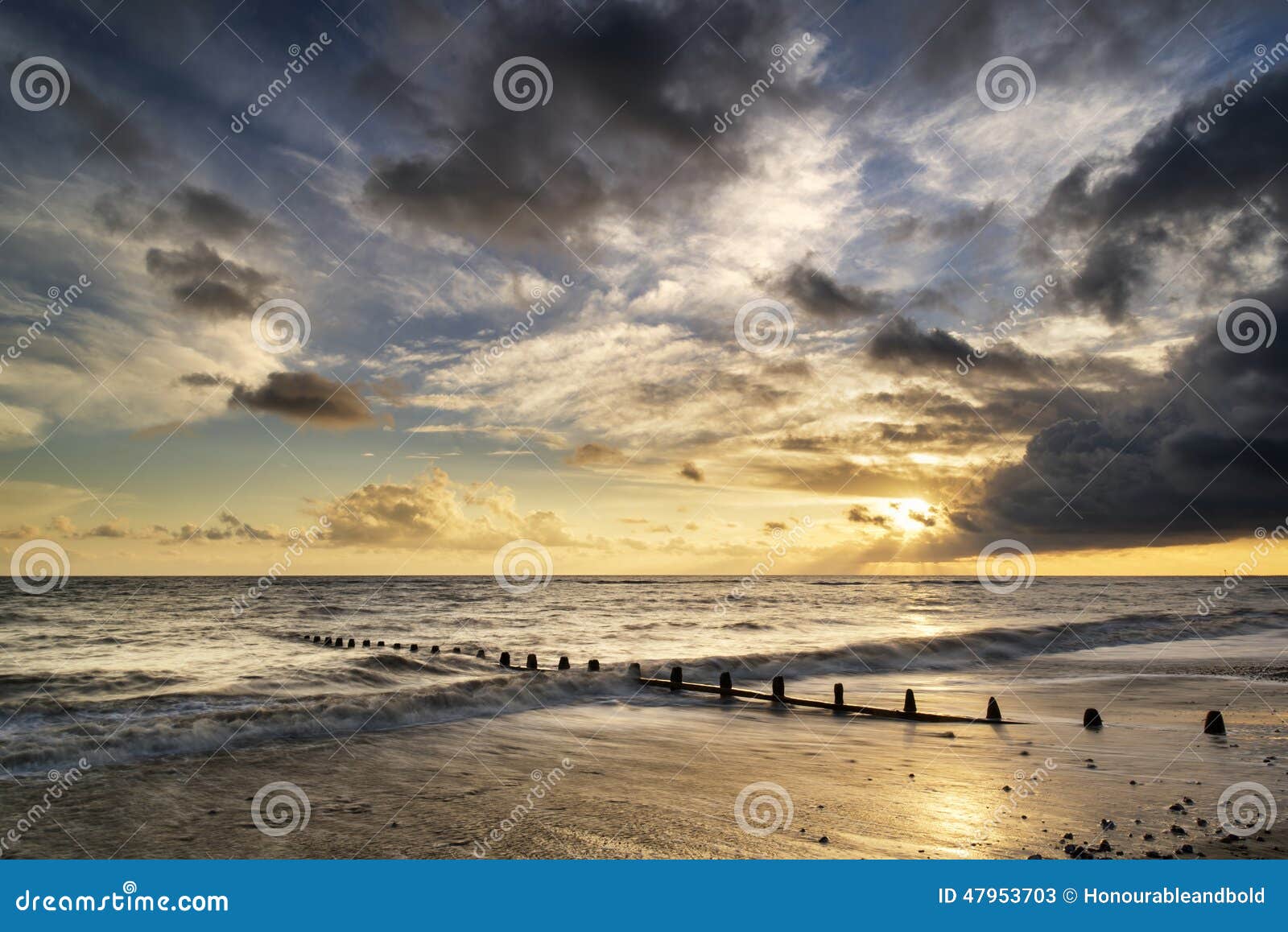 Beautiful Vibrant Seascape at Sunset Image with Dramatic Sky and Stock ...