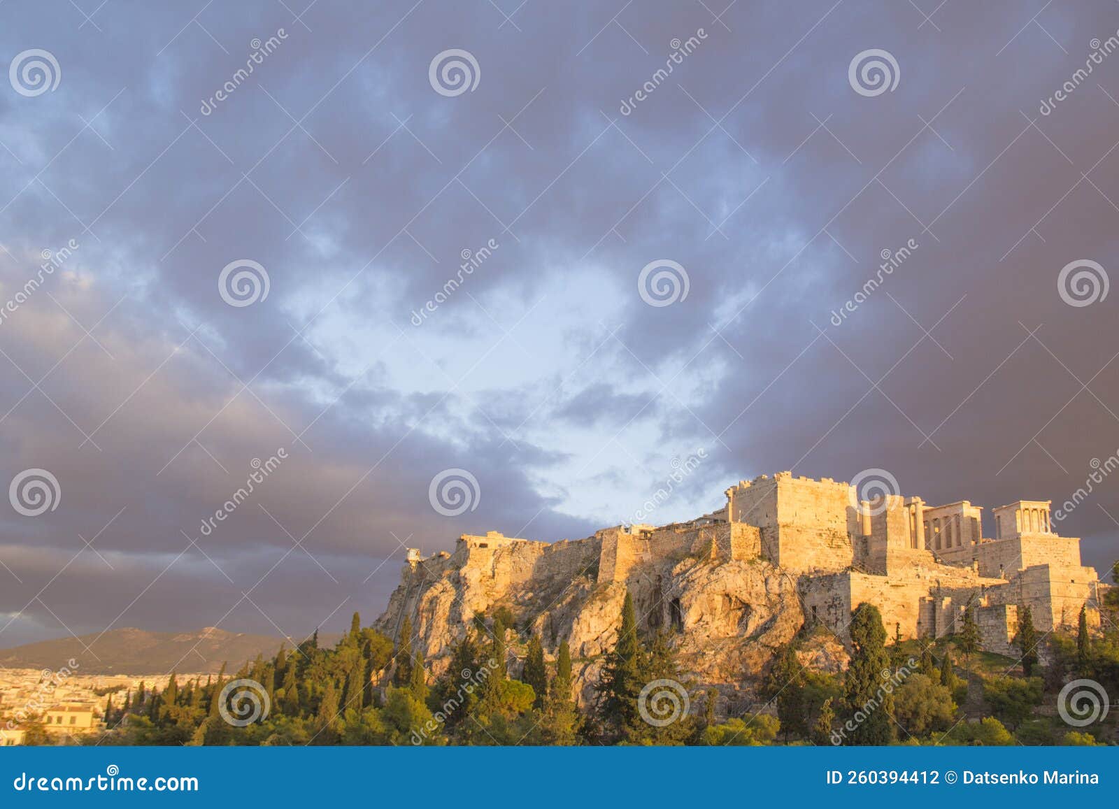 Beautiful View of the Acropolis and Erechtheion in Athens Stock Photo ...