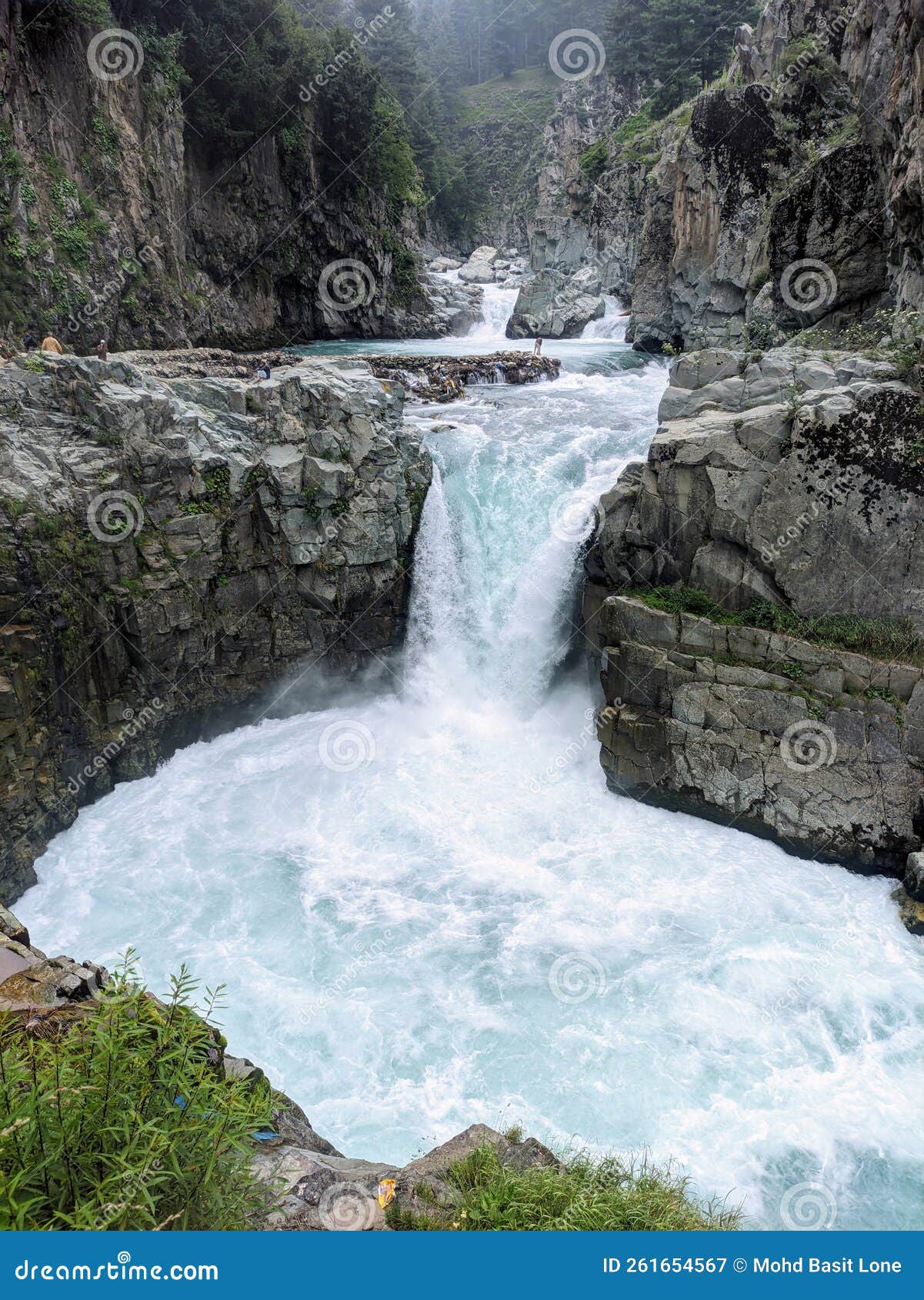 A Beautiful View of Aharbal Waterfall in Kashmir. Stock Image - Image ...